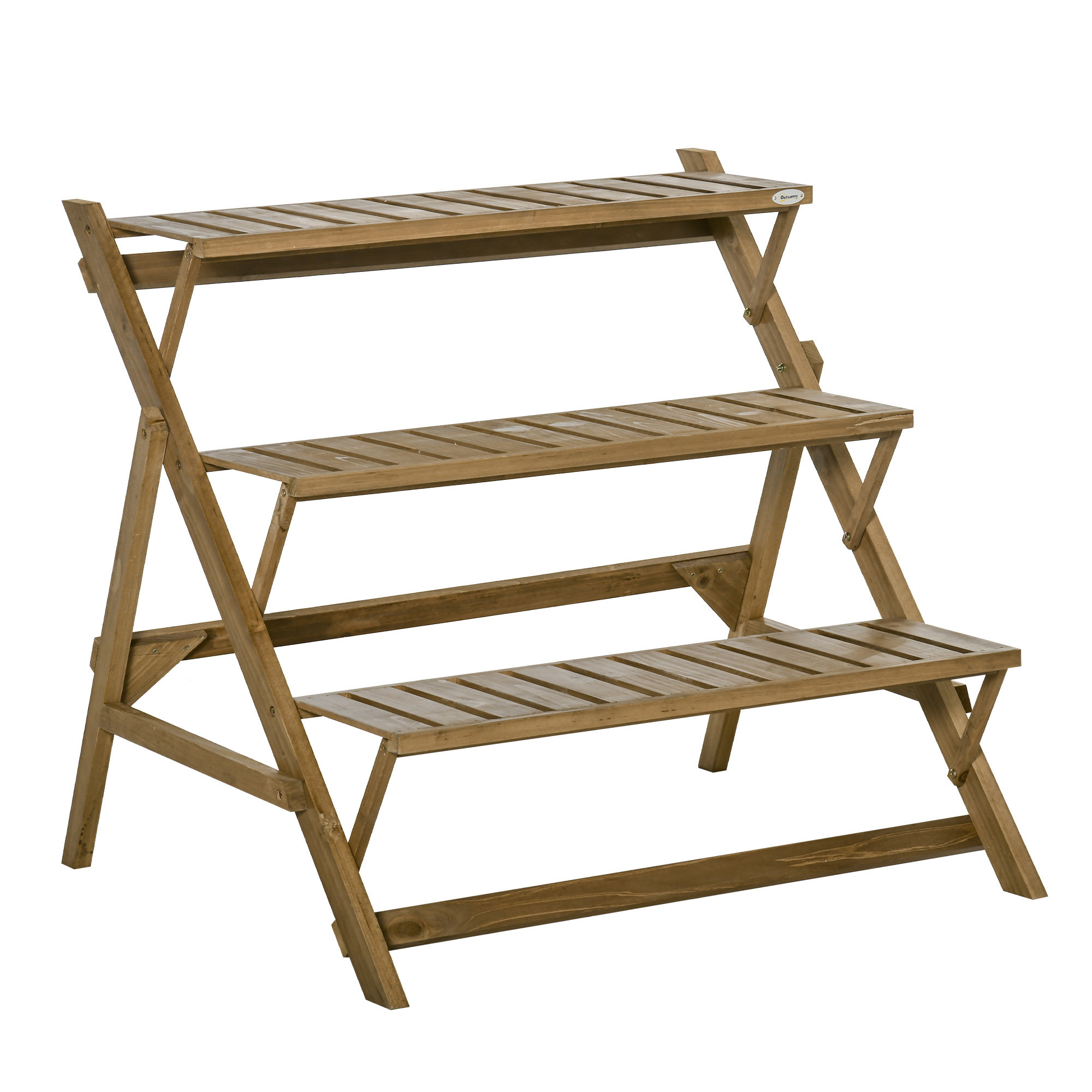 Arlmont & Co. 3-Tier Ladder Plant Stand Foldable Wood Flower Display ...