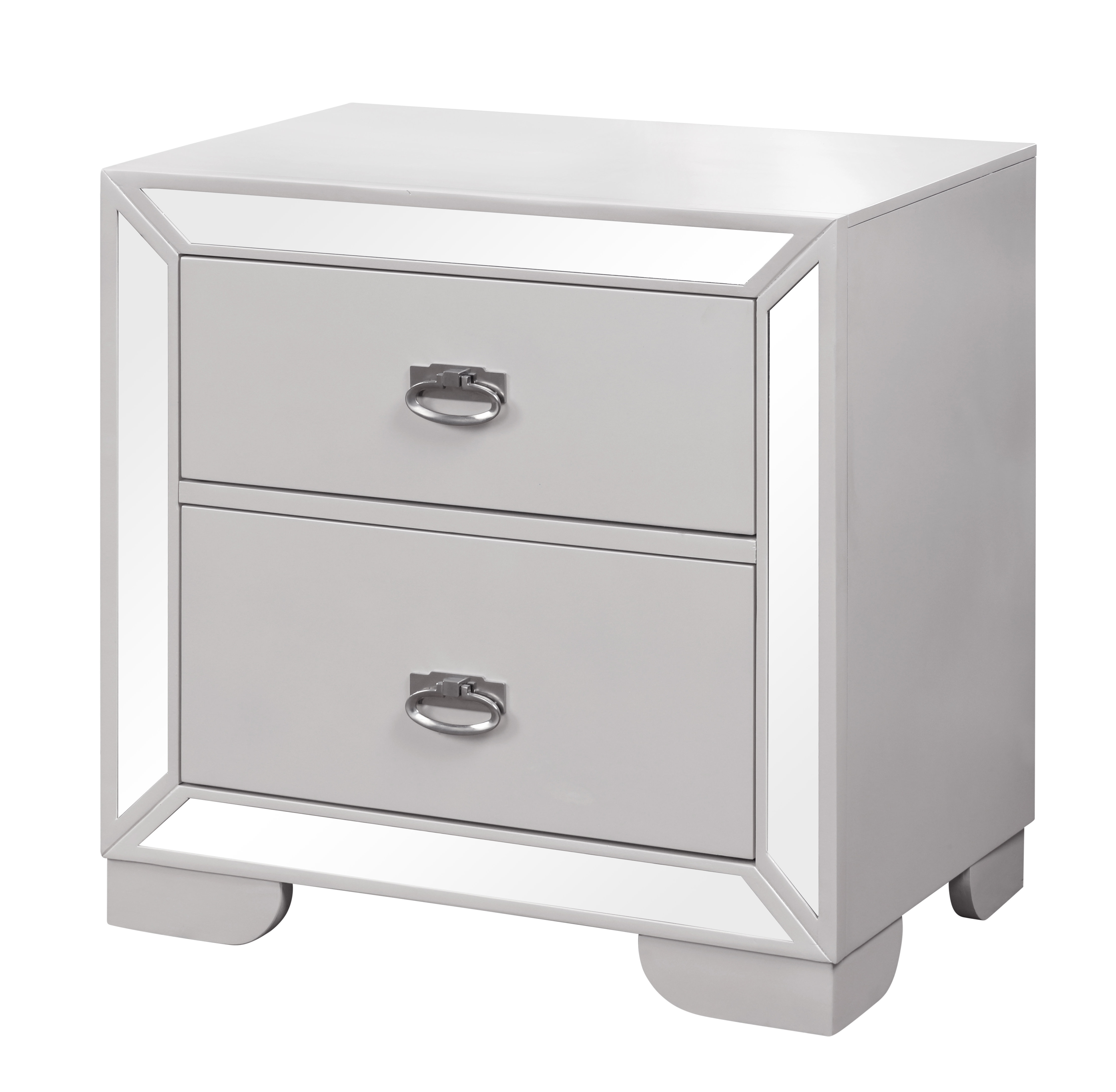 Mercer41 Mehta Champagne Nightstand with Mirrored Border | Wayfair