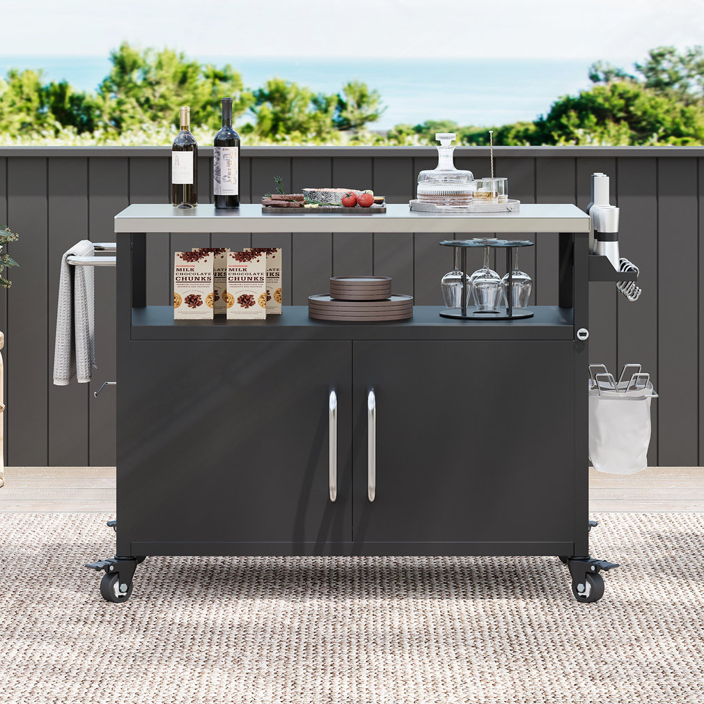 Latitude Run® 54.5" Outdoor Kitchen Island With Stainless Steel ...
