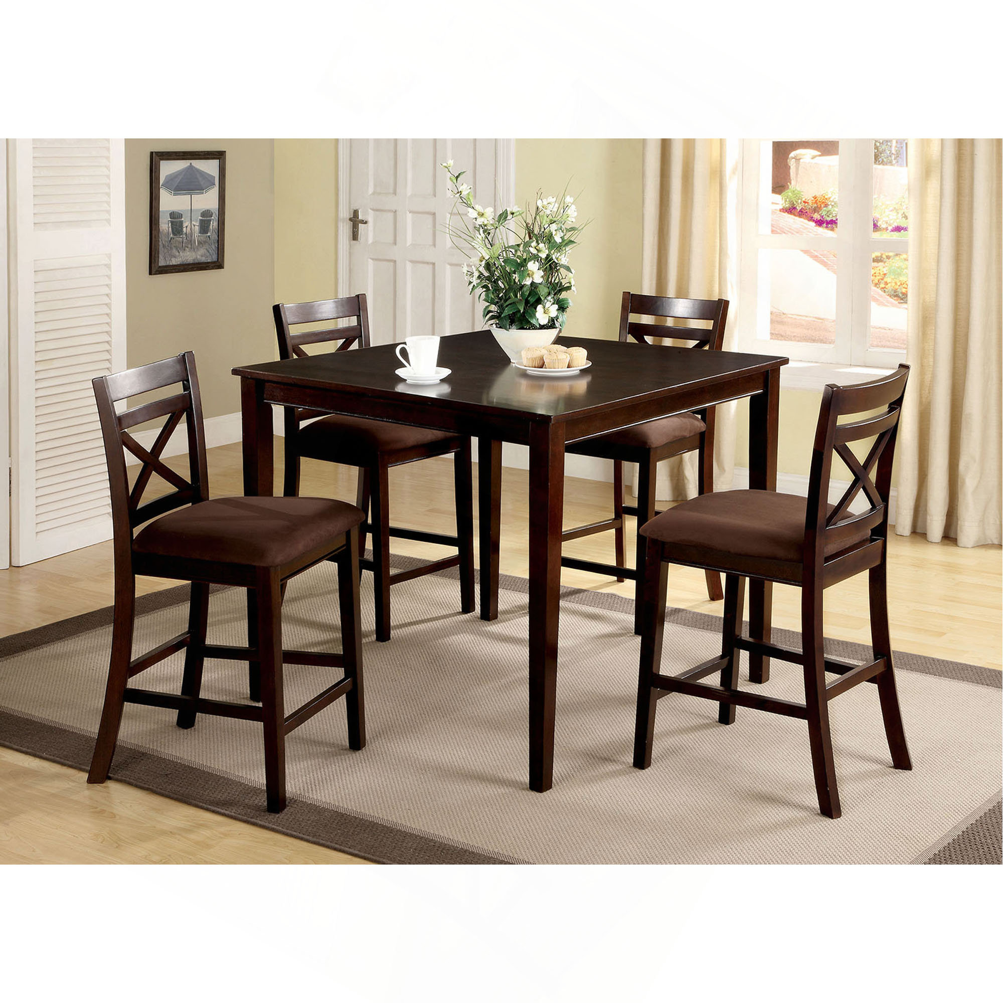 Red Barrel Studio® Transitional Style 5Pc Counter Height Dining Table ...