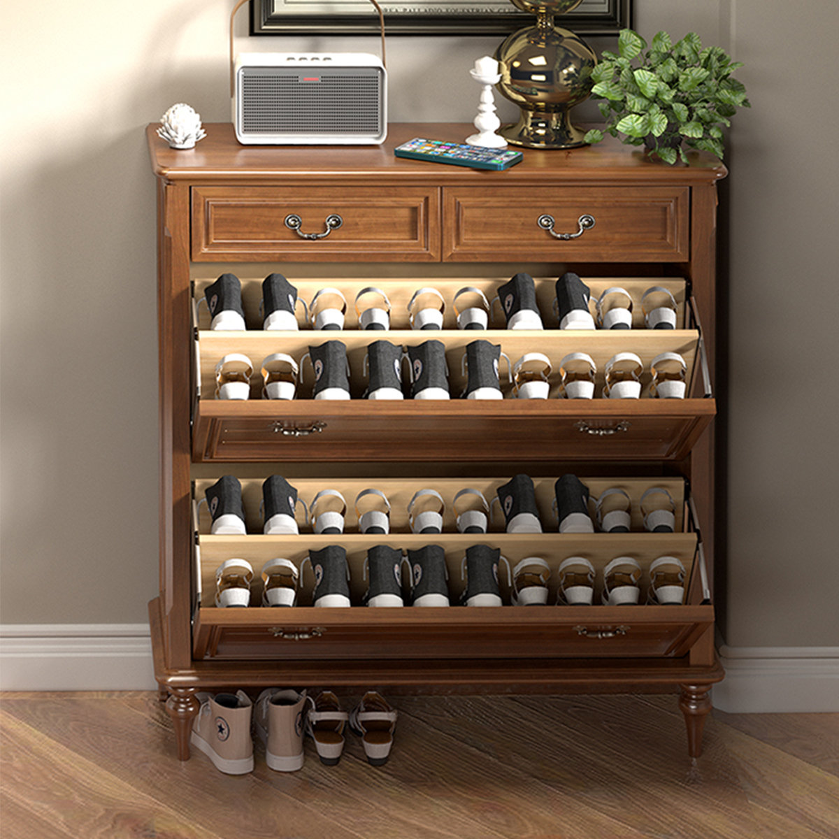 Canora Grey Walnut Solid wood Shoe Storage - Wayfair Canada