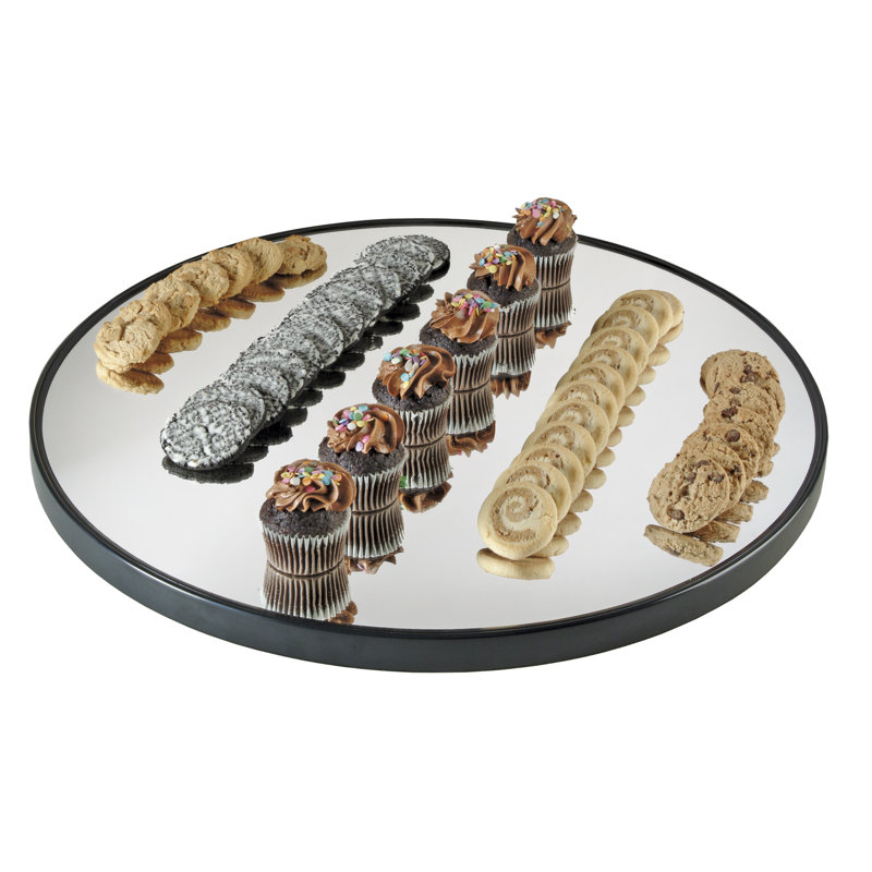 Cal-Mil 24" Round Mirror Tray With Raised Black Rim | Wayfair