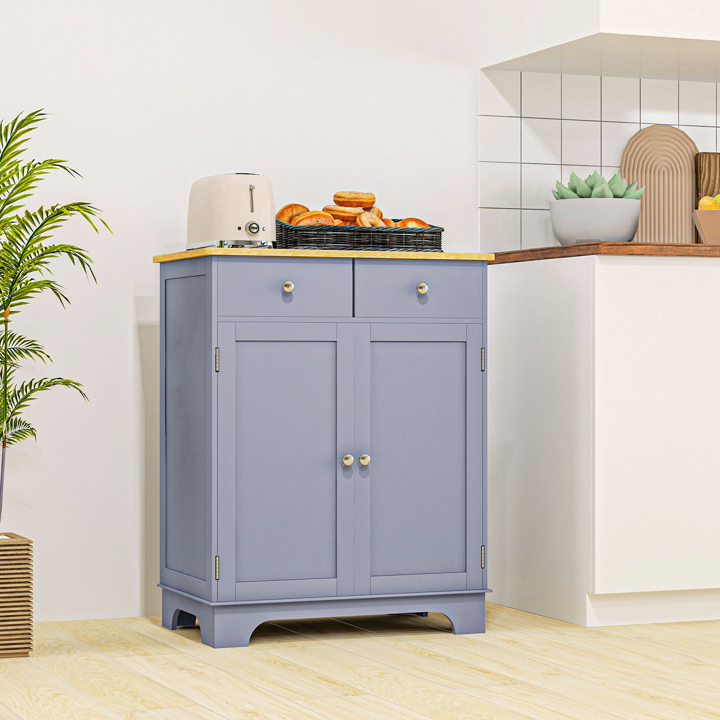 Winston Porter Sideboard Buffet Cabinet, Double Door Kitchen Cabinet ...