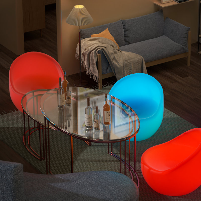 Orren Ellis Acord Egg Shape LED Light Up Chair Modern Lighting Seat RGB ...