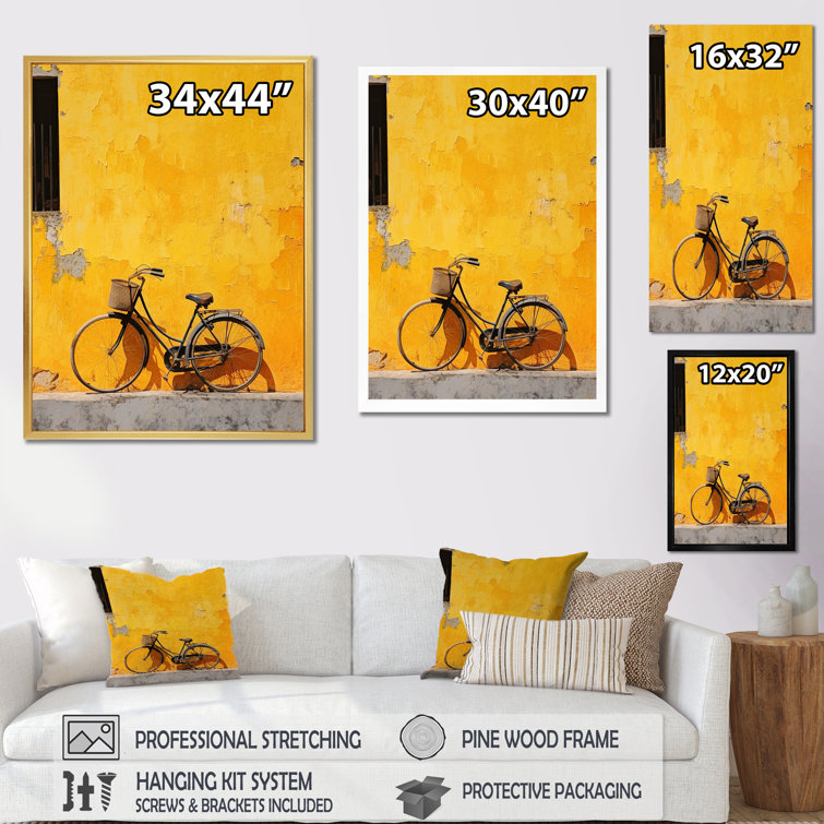Ebern Designs Lemon Leisure Bicycle On Canvas Print | Wayfair