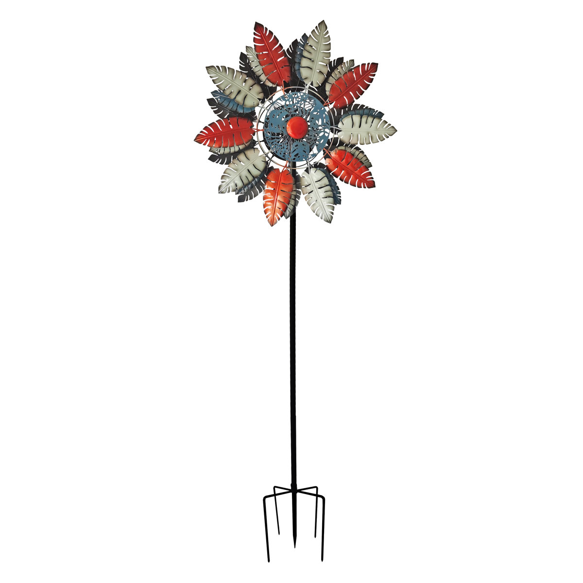 Arlmont & Co. Double Sided Metal Tribal Feathered Kinetic Wind Spinner ...