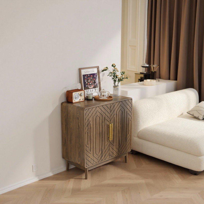 Mercer41 32" Walnut Sideboard – Curved Edge Storage Cabinet | Wayfair