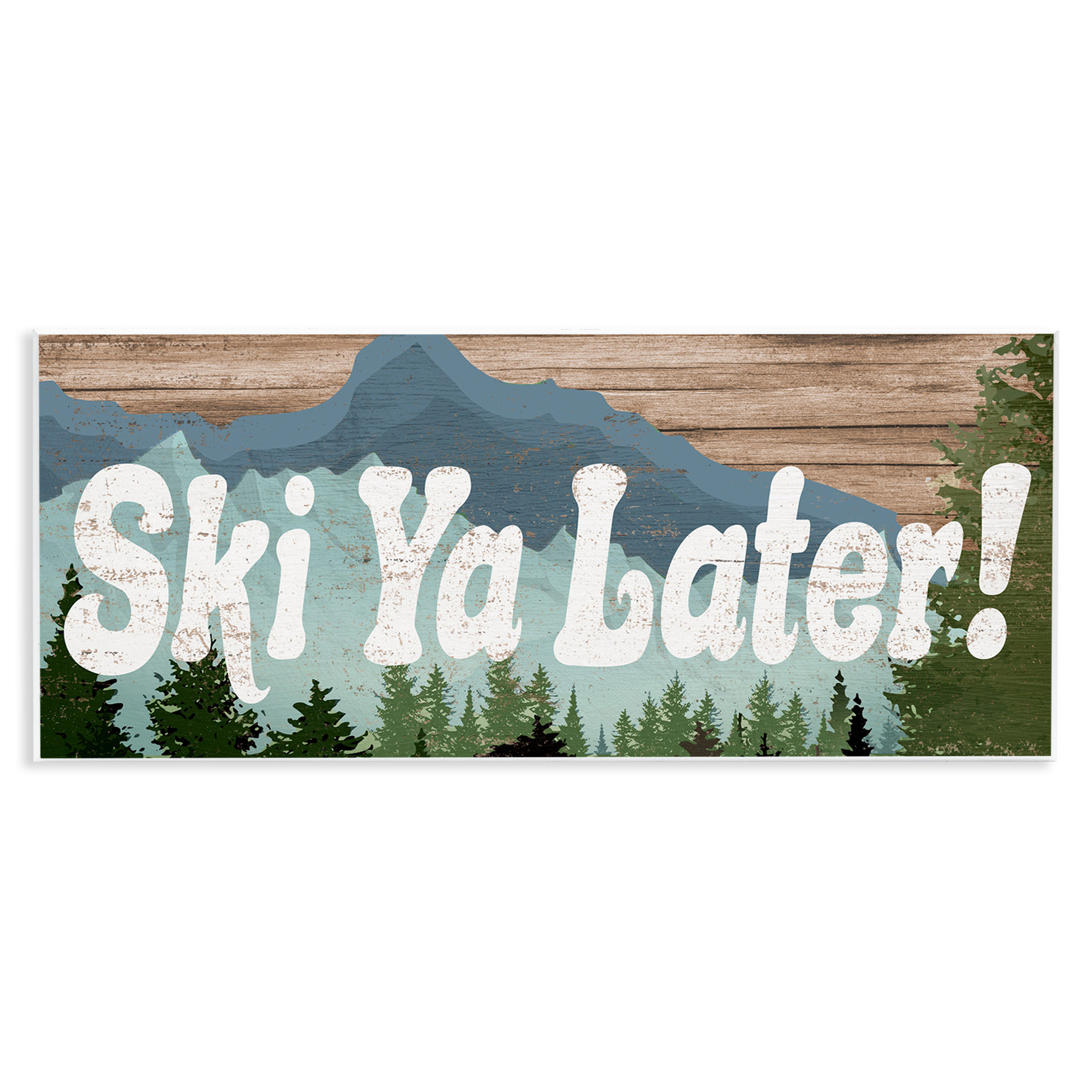 Stupell Industries Ski Ya Later Sports Pun Rustic Mountain Forest Black ...