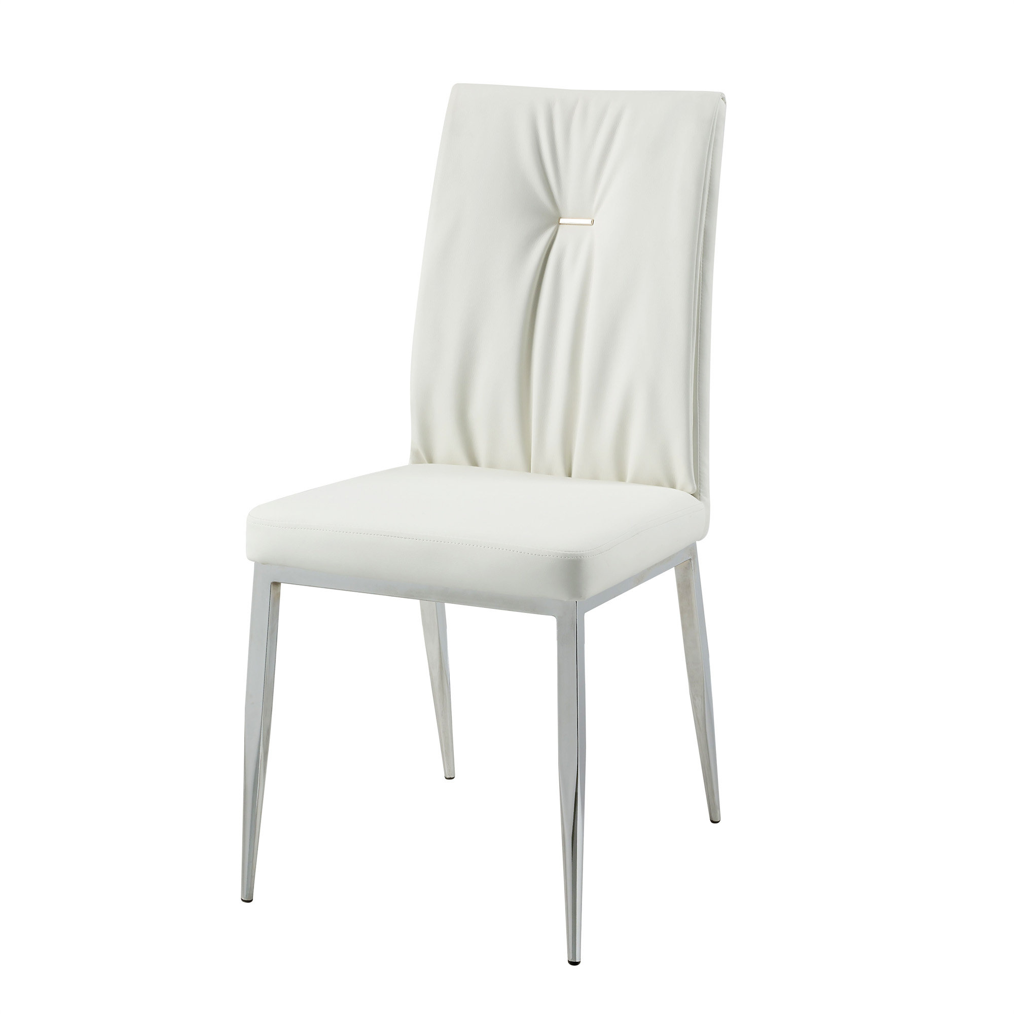 Corrigan Studio® Beige And Chrome Side Chair With Metal Leg (Set Of 2 ...