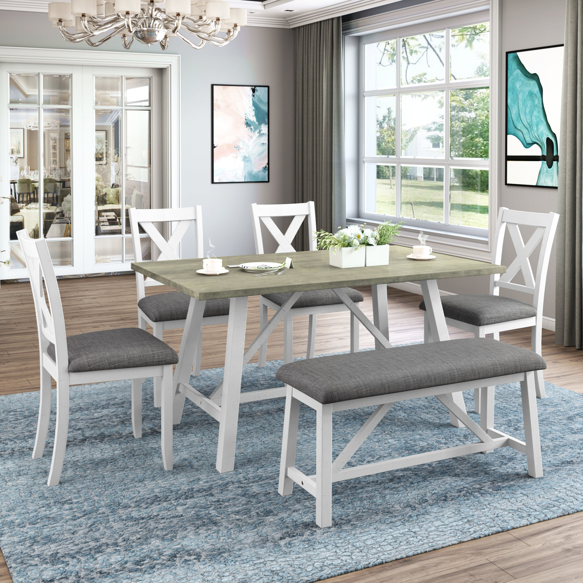Sand & Stable Alfonso 6 - Piece Trestle Dining Set & Reviews | Wayfair