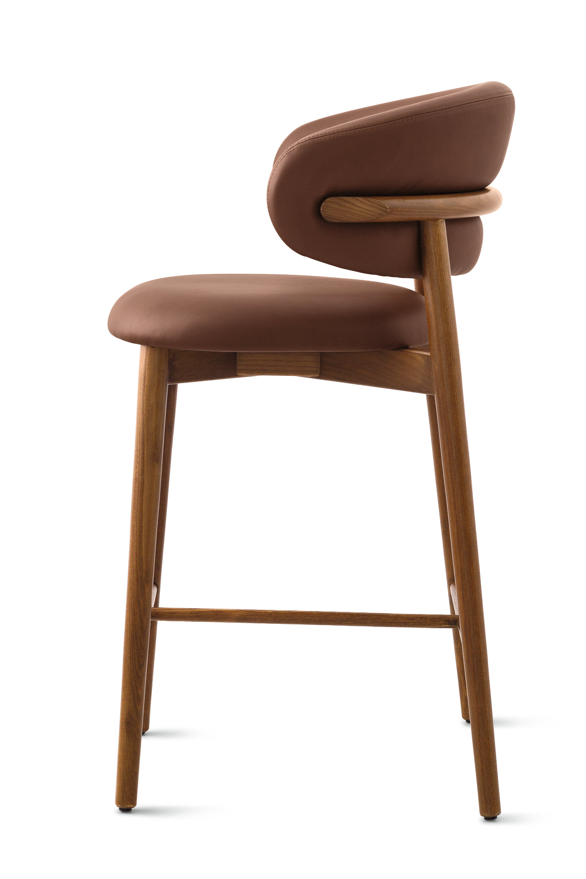 Calligaris Oleandro Upholstered Stool with Rounded Back and Metal Frame ...