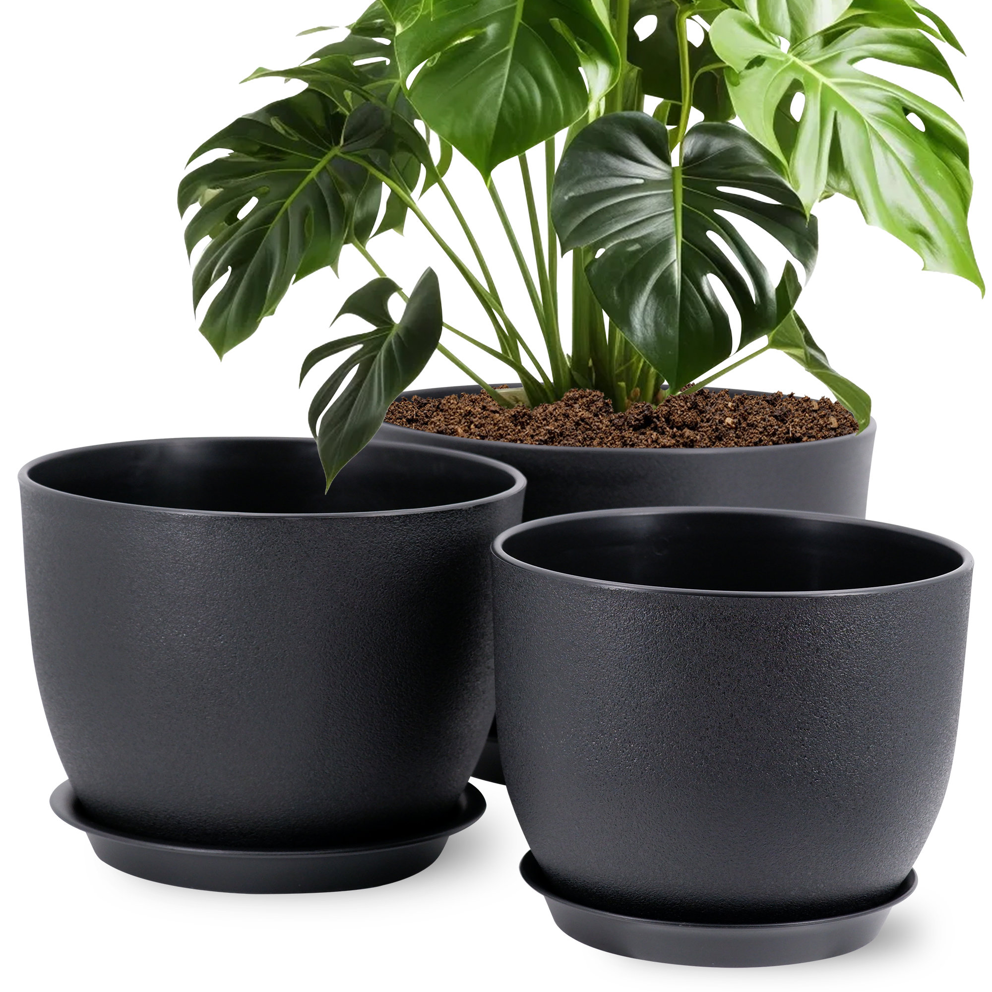 Ebern Designs Gardrium 12-10-9 inch Flower Plante Pots Planters Garden ...