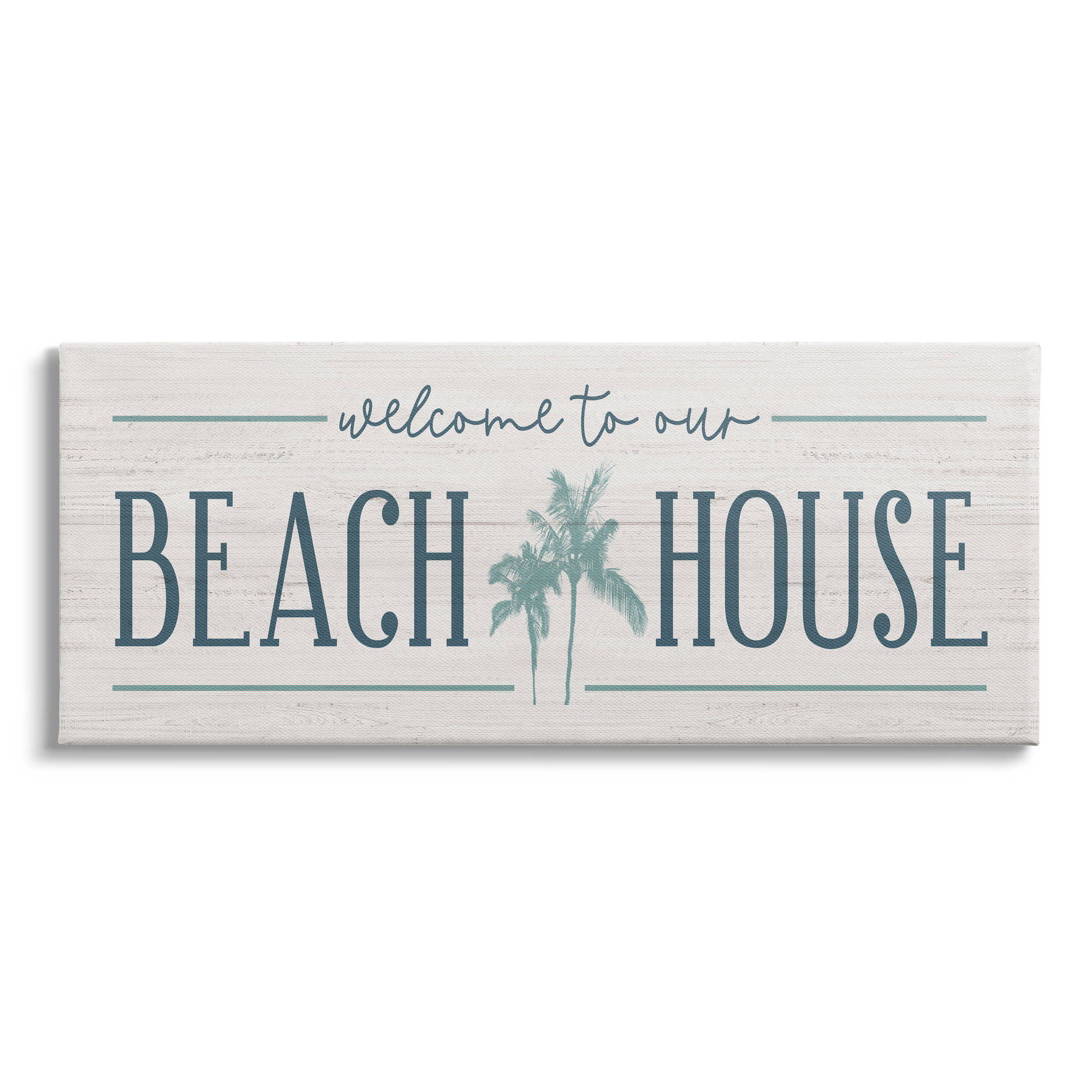 Stupell Industries Welcome To Beach House Sign Blue Palm Trees by ...