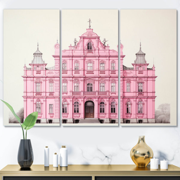 DesignArt Pink Blueprint Of London Architecture III " Pink Blueprint Of ...