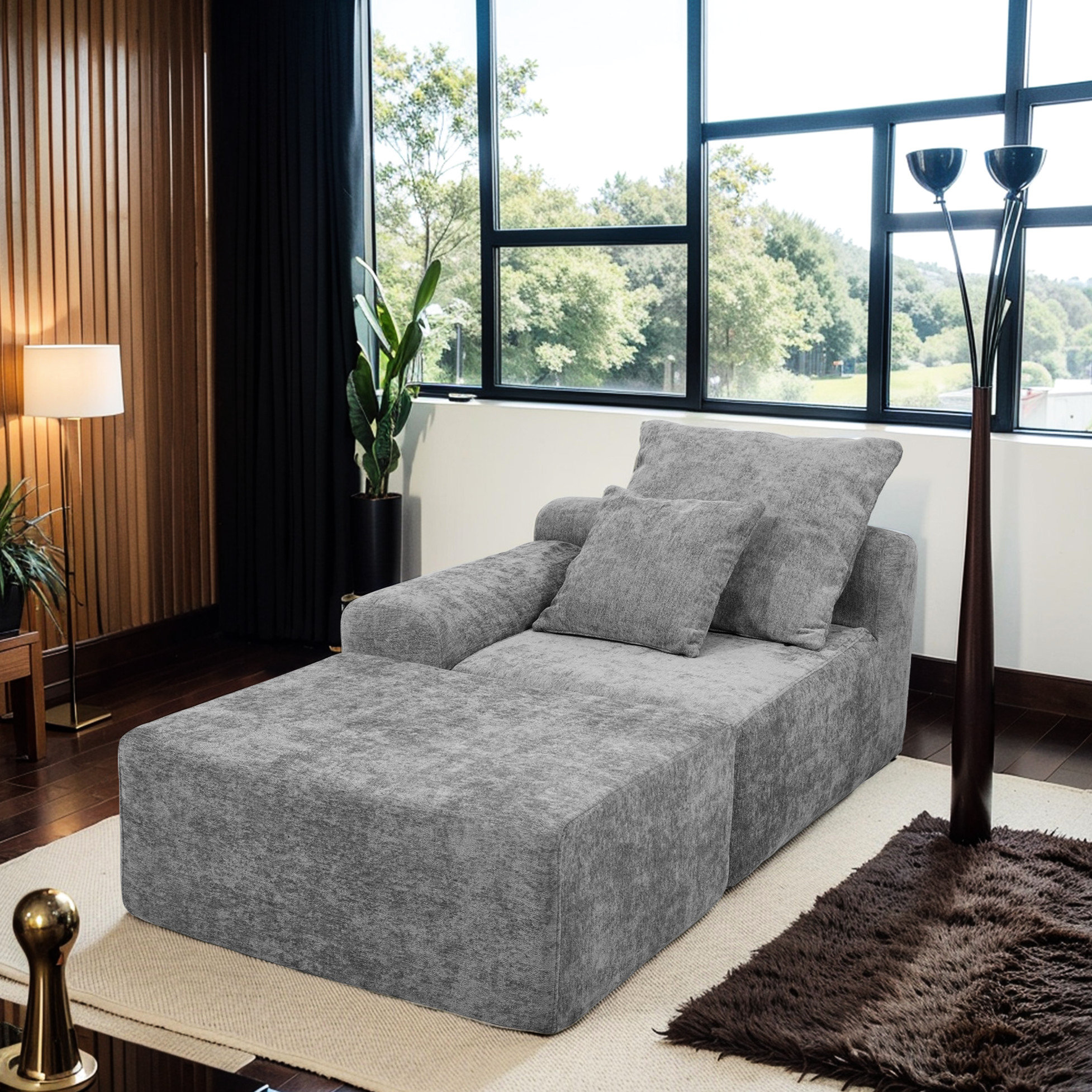 Latitude Run® 111.2" Comfortable L - Shaped , Grey Soft Fabric ...