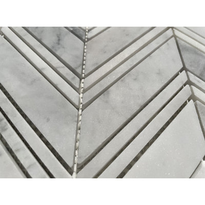 Marble Online 12" x 12" Marble Herringbone Mosaic Wall & Floor Tile ...