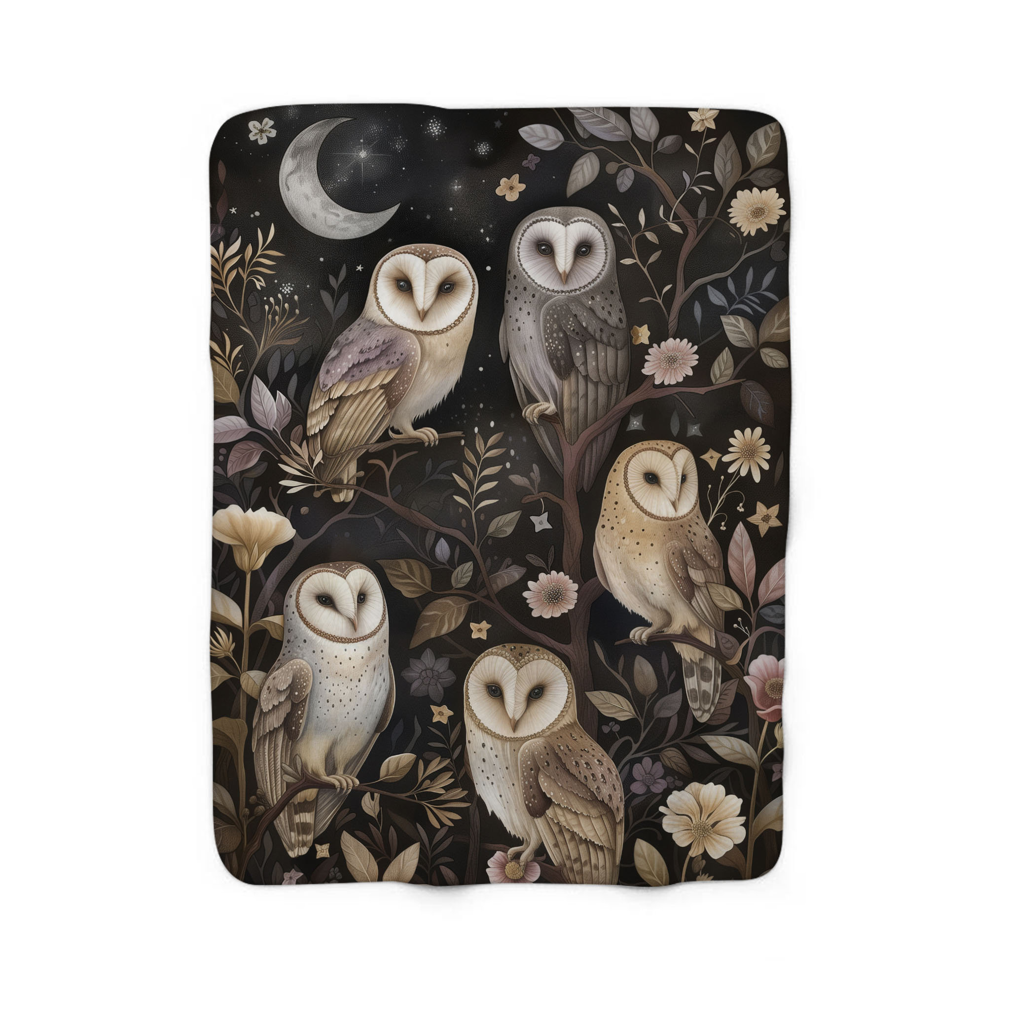 MentionedYou Owl Under Moonlight - 1 Piece Premium Sherpa Blanket ...