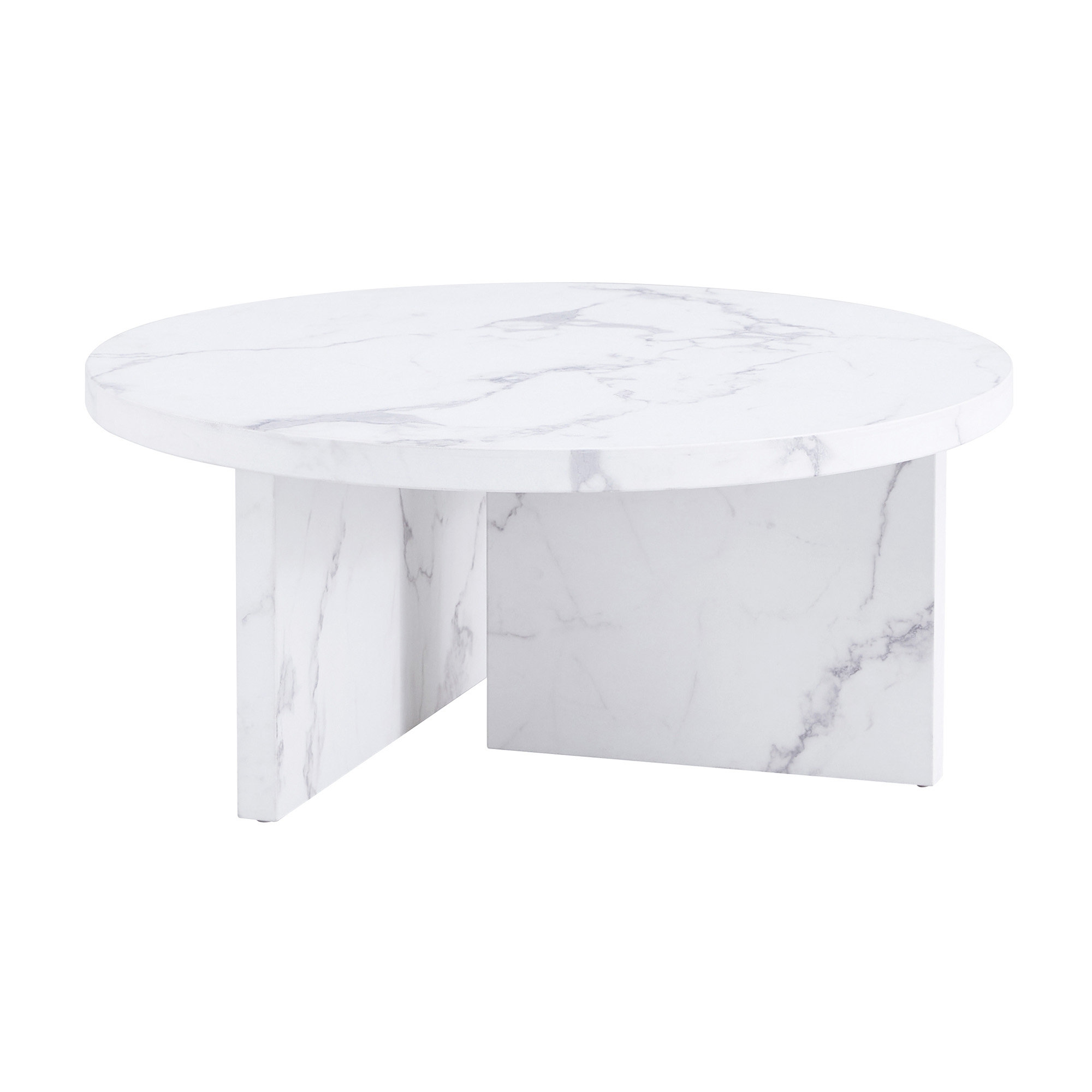 Ivy Bronx A White MDF Material Circular Patterned Coffee Table, A 31.4 ...