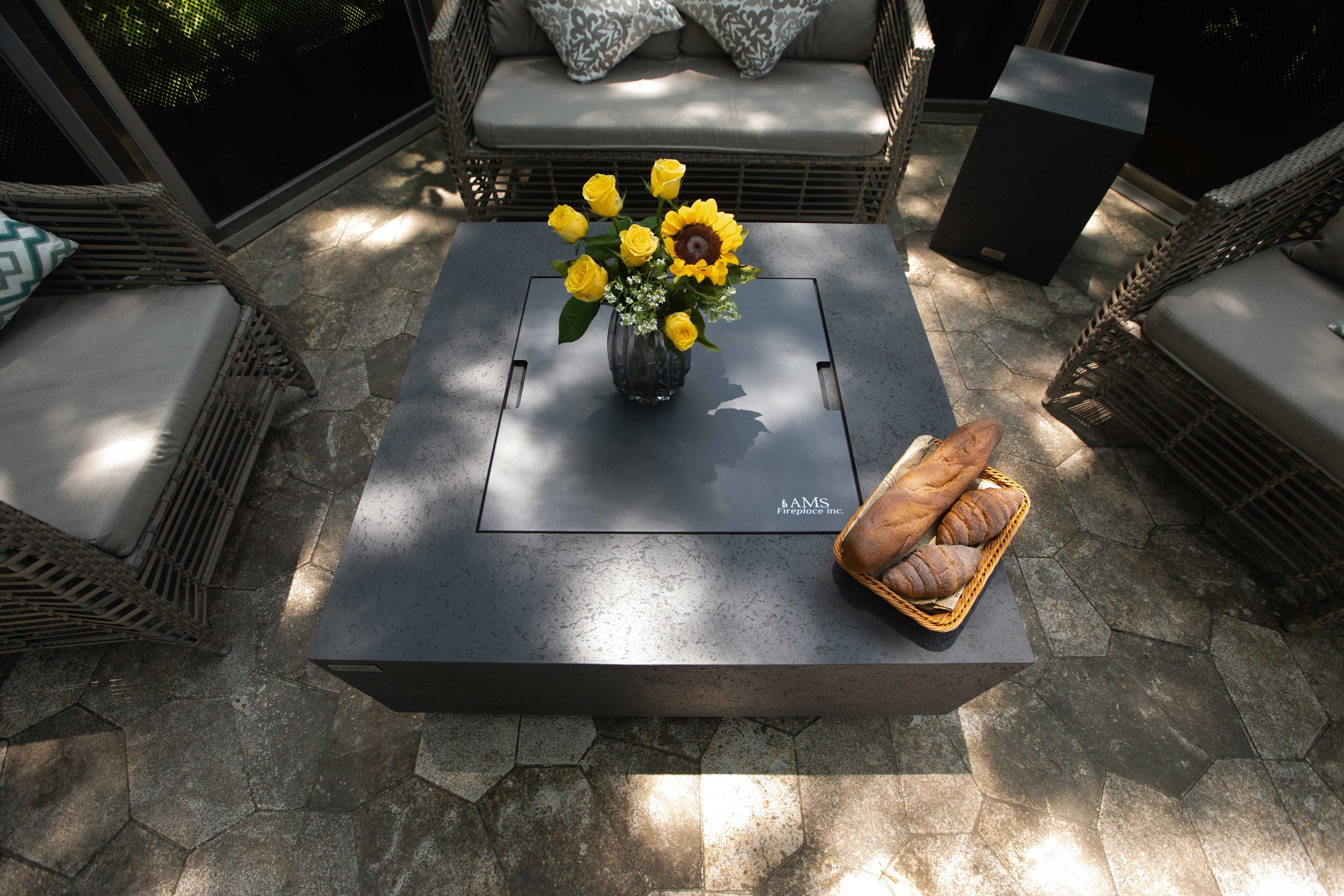 AMS Fireplace Brooklyn Fire Table Burner Stainless Steel Lid - Wayfair ...