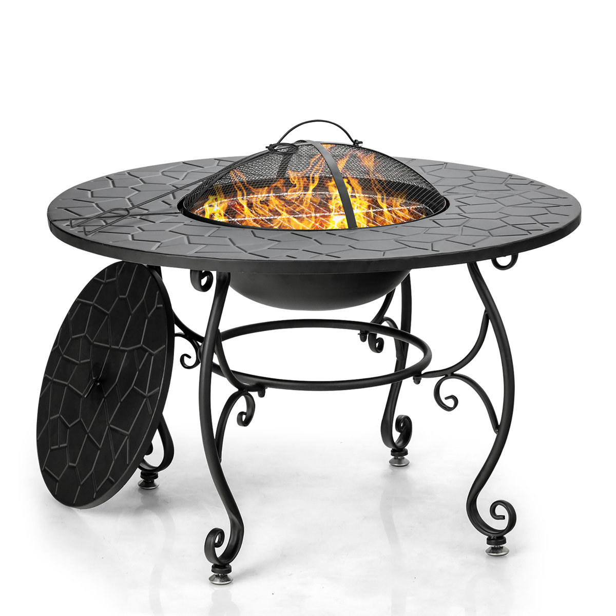 Lark Manor™ Adallyn 35.5'' Patio Fire Pit Dining Table Charcoal Wood ...