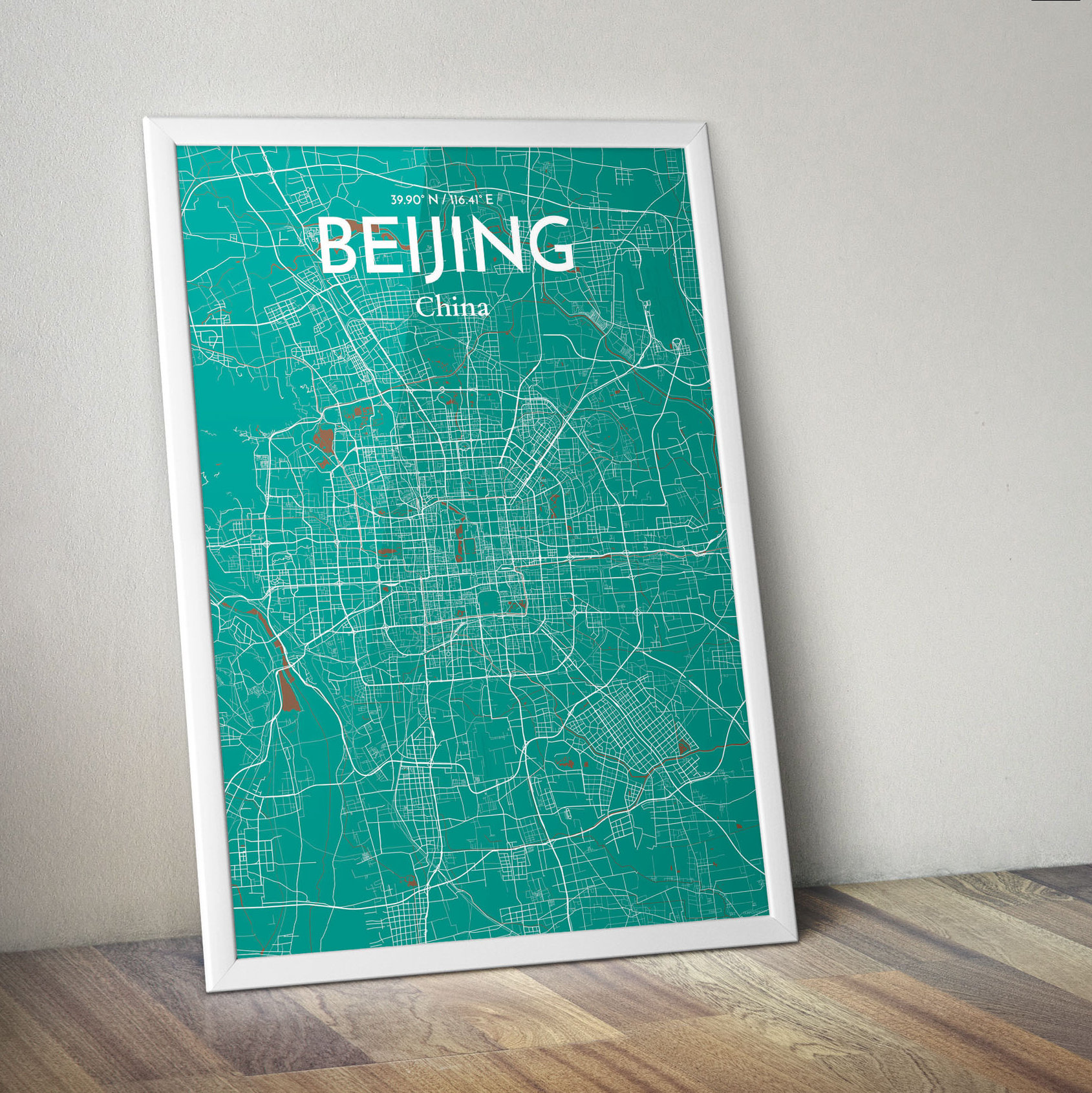 Wrought Studio™ 'Beijing City Map' Graphic Art Print Poster in Nature ...
