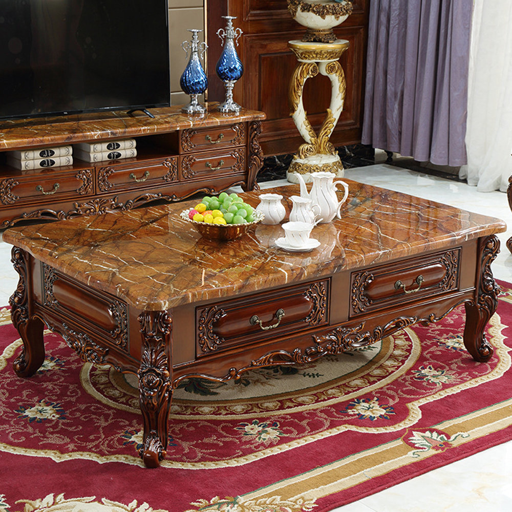 Bkoksety American Style Carved Marble Coffee Table - Wayfair Canada