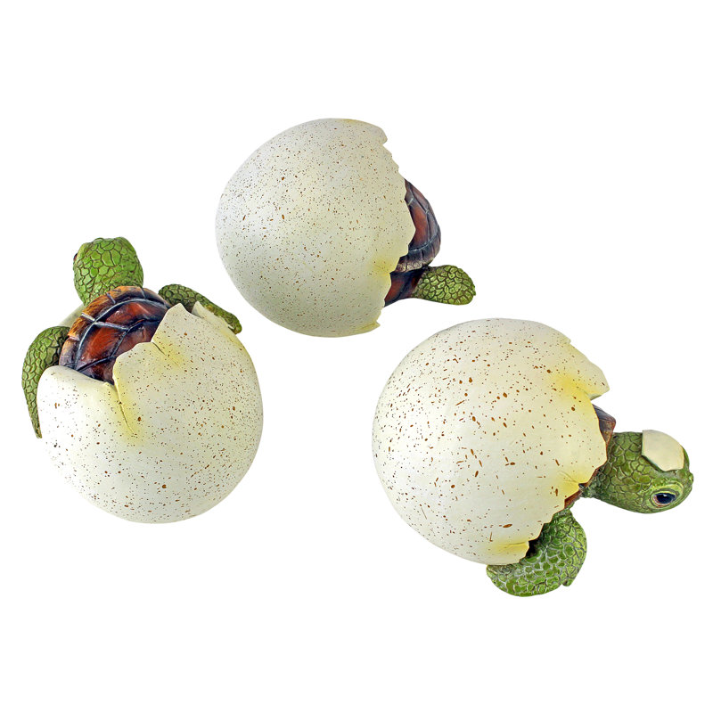 Design Toscano 3 Piece Out of the Shell Baby Turtle Triplet Statue Set ...
