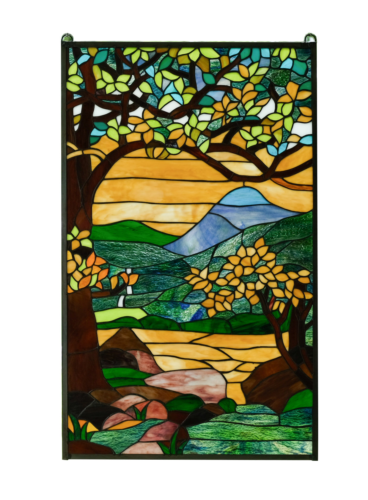 Winston Porter Dawn In Valley Stained Glass Window Panel Wayfair