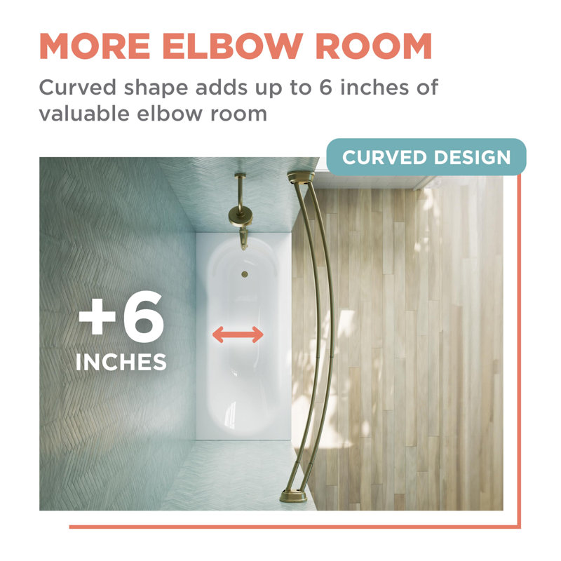 Passetas Double Curved Tension Shower Curtain Rod, No Drilling ...