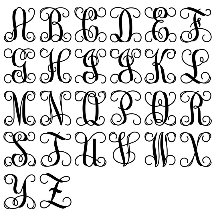 aMonogramArtUnlimited Wooden Vine Script Monogram Letter Wall Decor ...