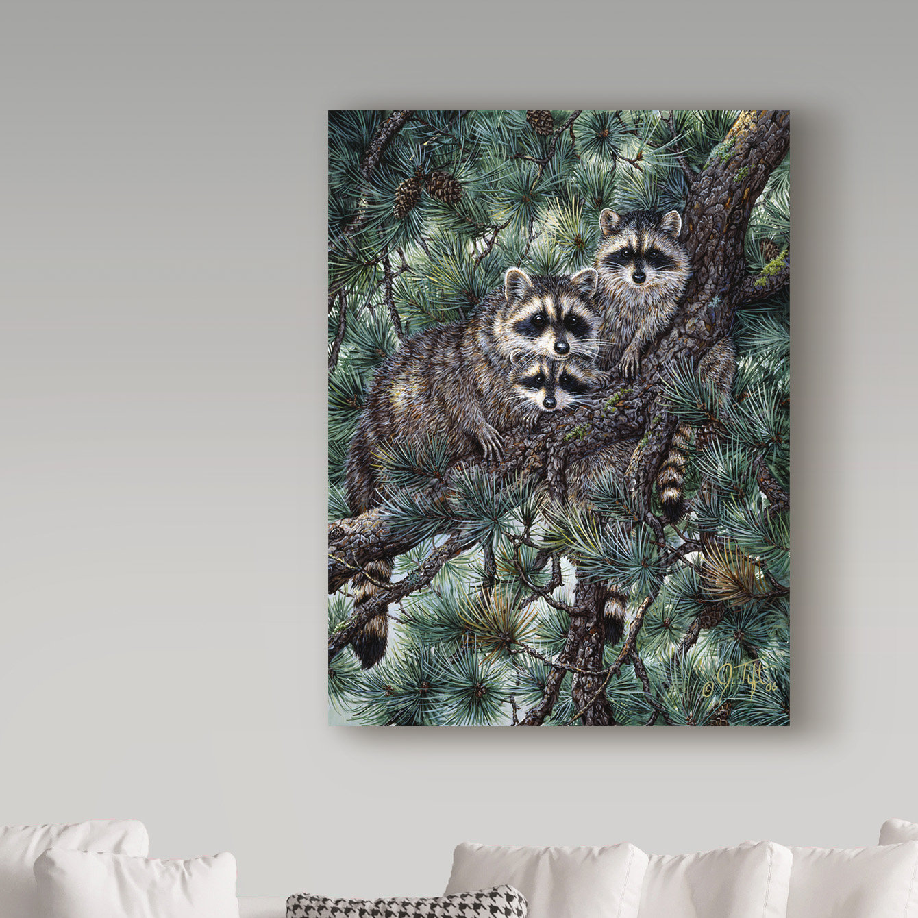 Millwood Pines Fazulla 'Racoons' Graphic Art Print on Wrapped Canvas ...