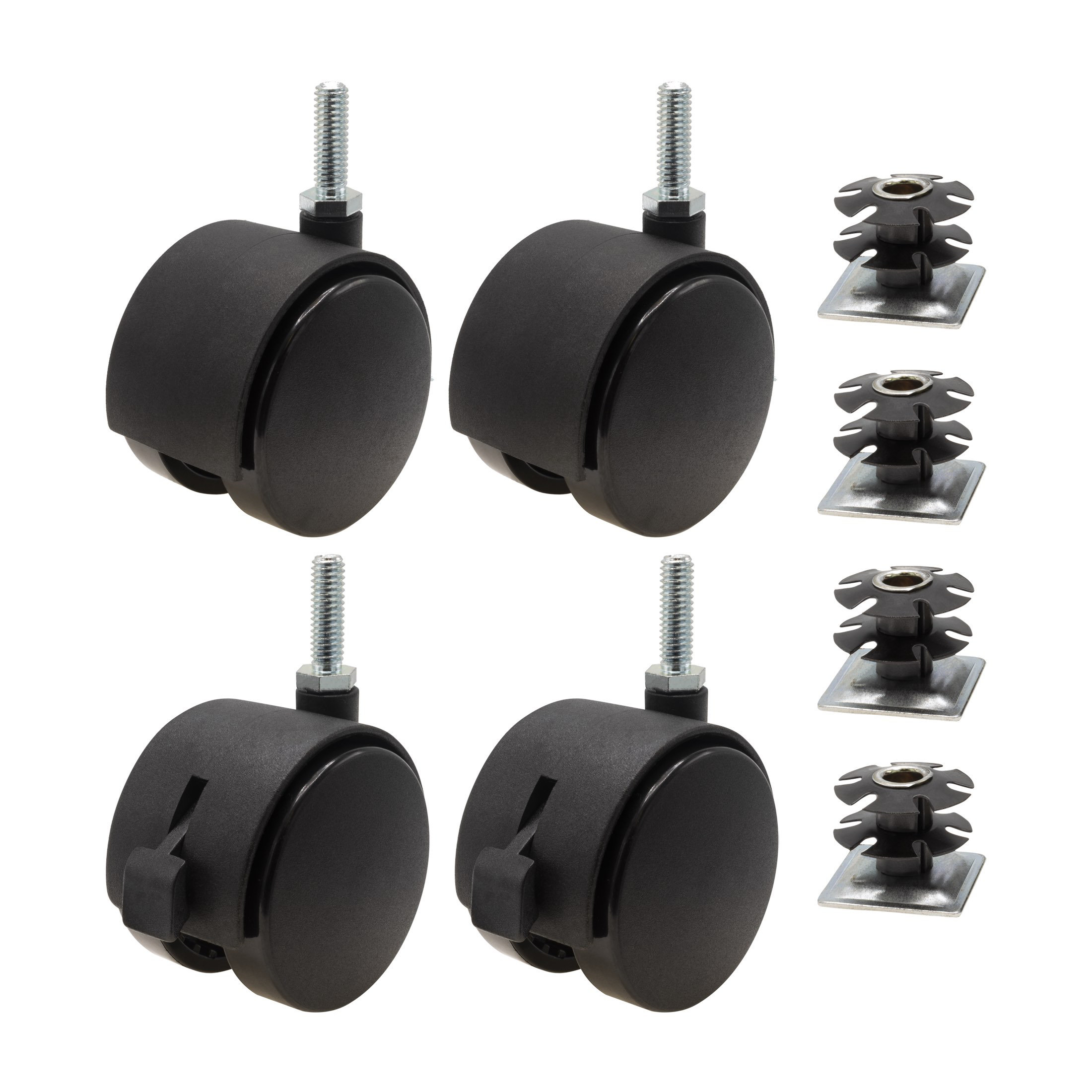 Outwater 1-1/4in. Square Metal Double Star Caster Inserts 2 with Brakes ...