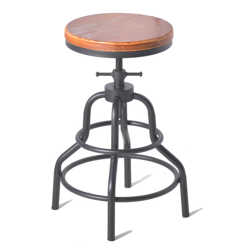 Williston Forge Darlean Swivel Solid Wood Adjustable Height Stool | Wayfair