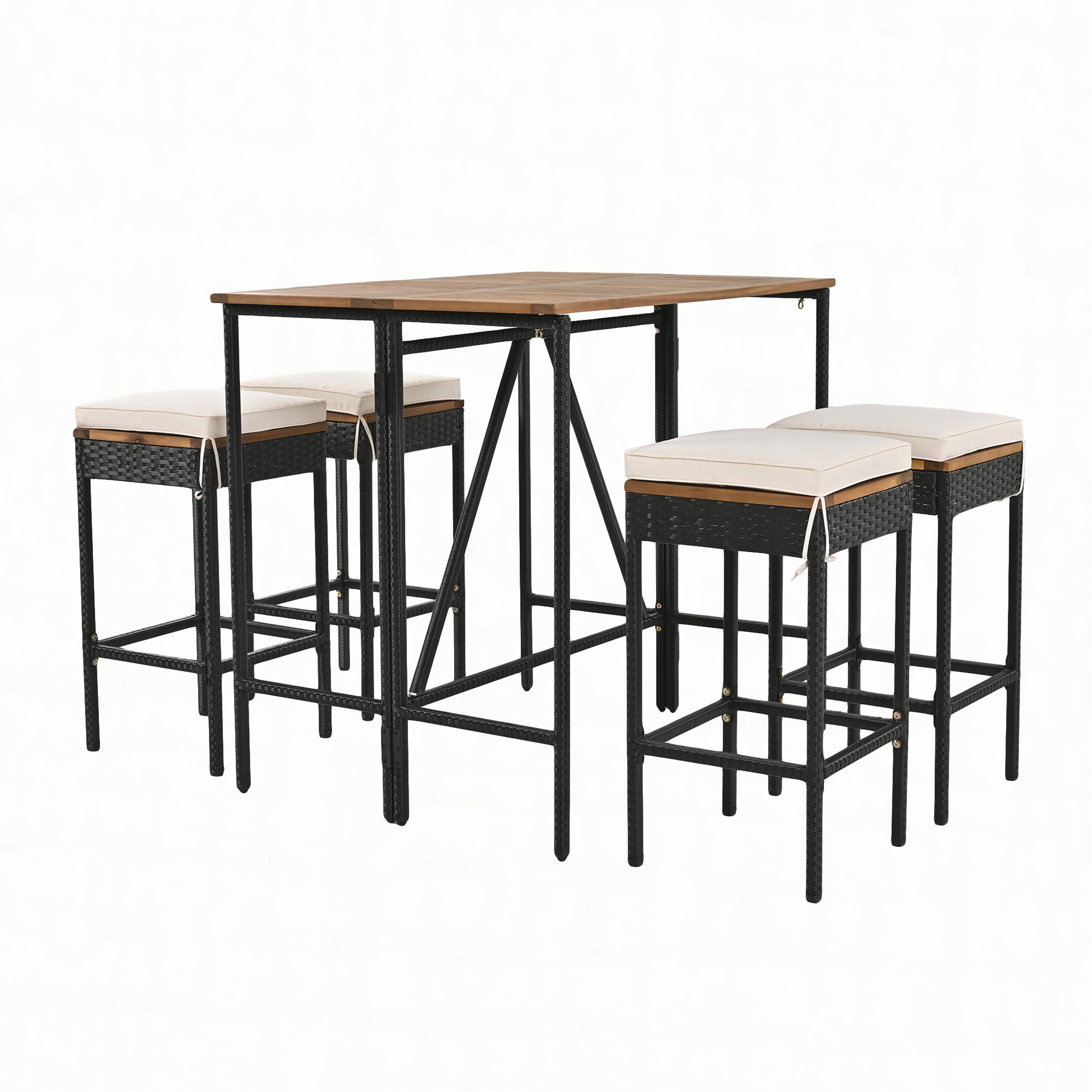 Hokku Designs Outdoor Acacia Wood Bar Height Table And Stools With ...