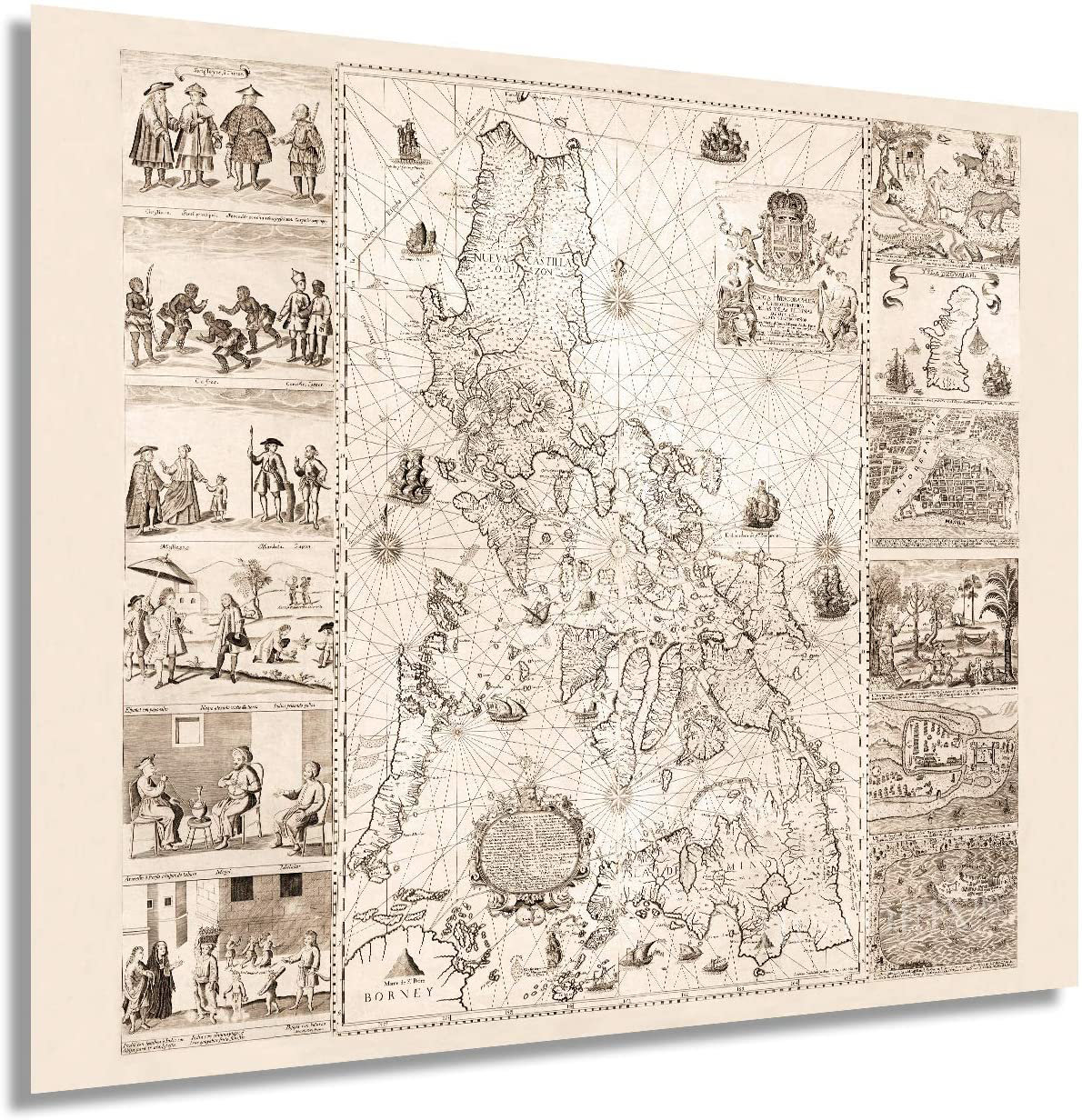 HISTORIC PRINTS HISTORIX Vintage 1734 Map Of The Philippines - 24X30 ...