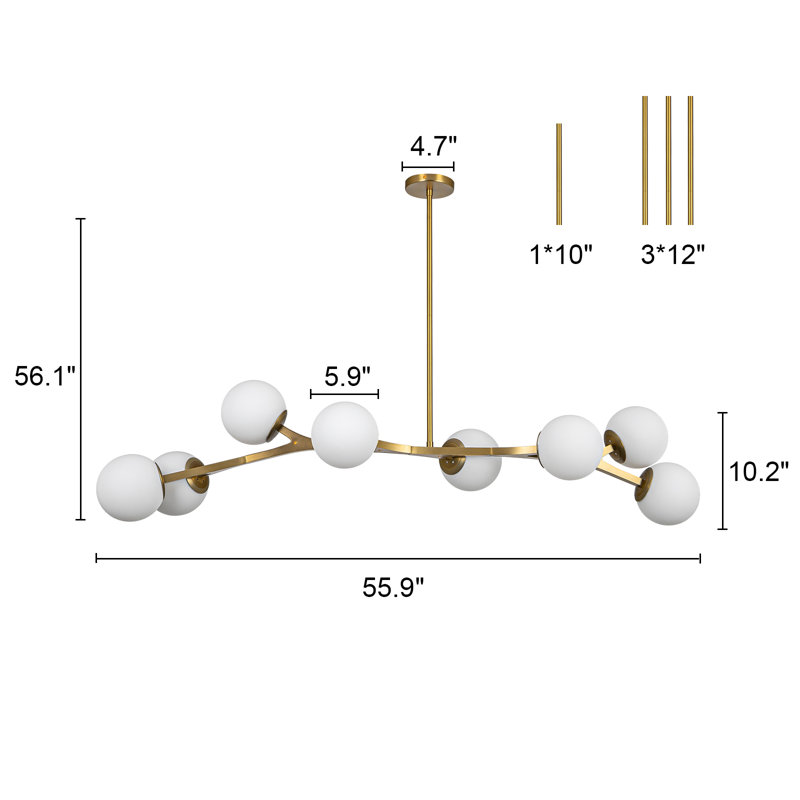 George Oliver Kaynen 8 - Light Dimmable Sputnik Linear Chandelier ...