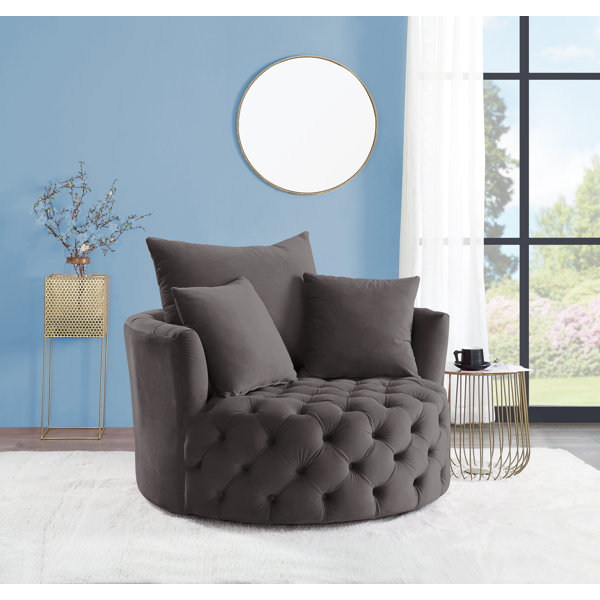 Cozzy Design Simeau Velvet Swivel Barrel Chair | Wayfair