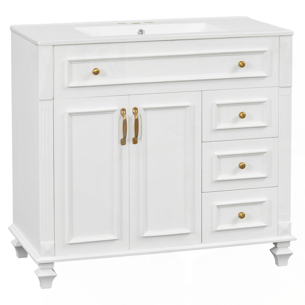 Winston Porter Elegant Bathroom Vanity with Spacious Storage and Fine ...