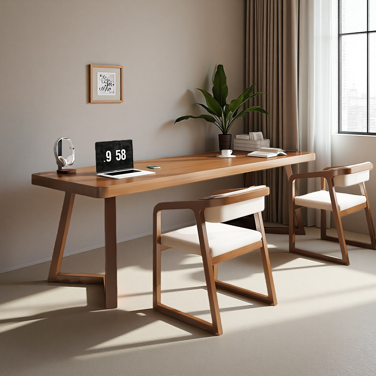 Latitude Run® Simple Brown Stable Solid Wood Pine Rectangle Desk ...