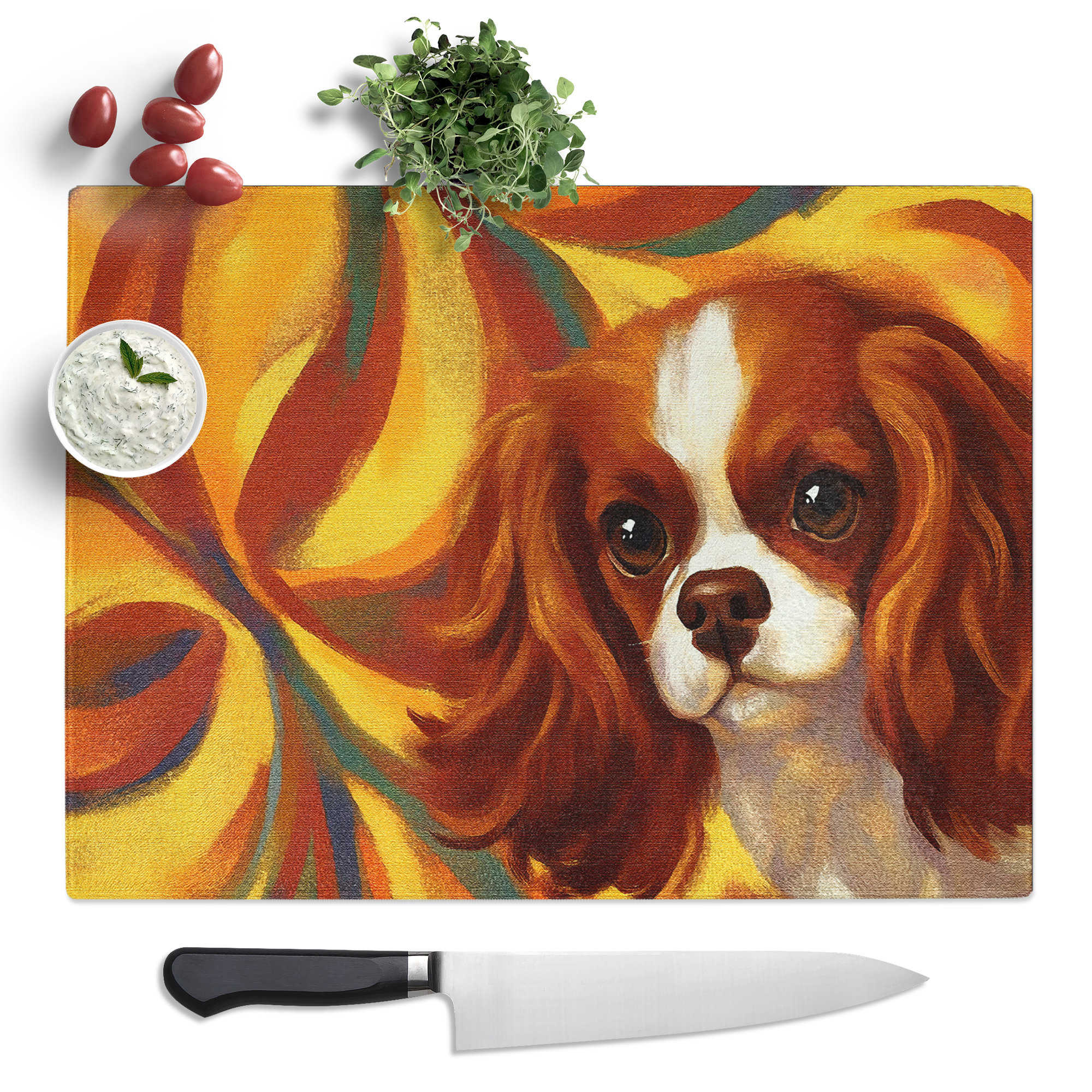 17 Stories Cavalier King Charles Spaniel Vol.1 Glass Chopping Board ...