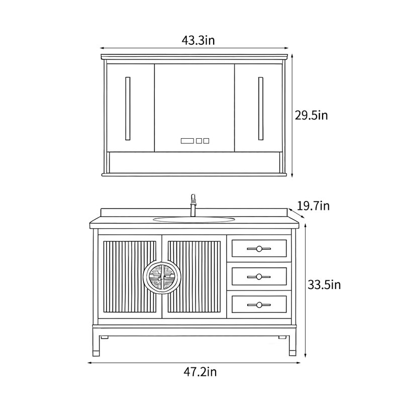 Backop Chinese-style luxurious retro bathroom Vanity | Wayfair