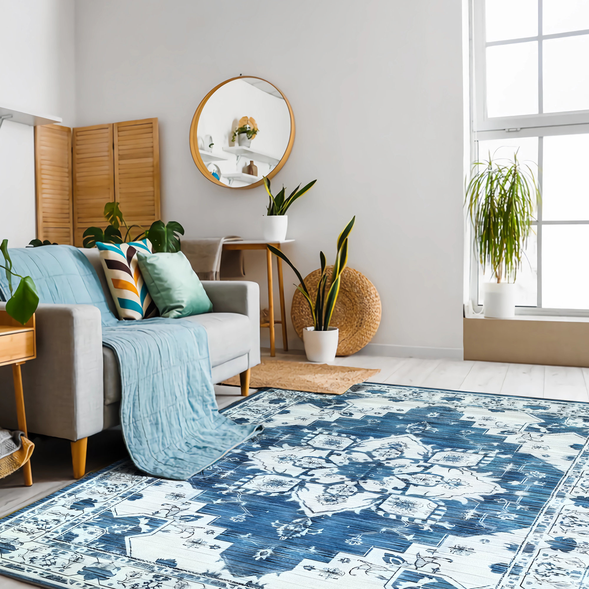 Charlton Home European style machine washable anti-slip waterproof rug ...