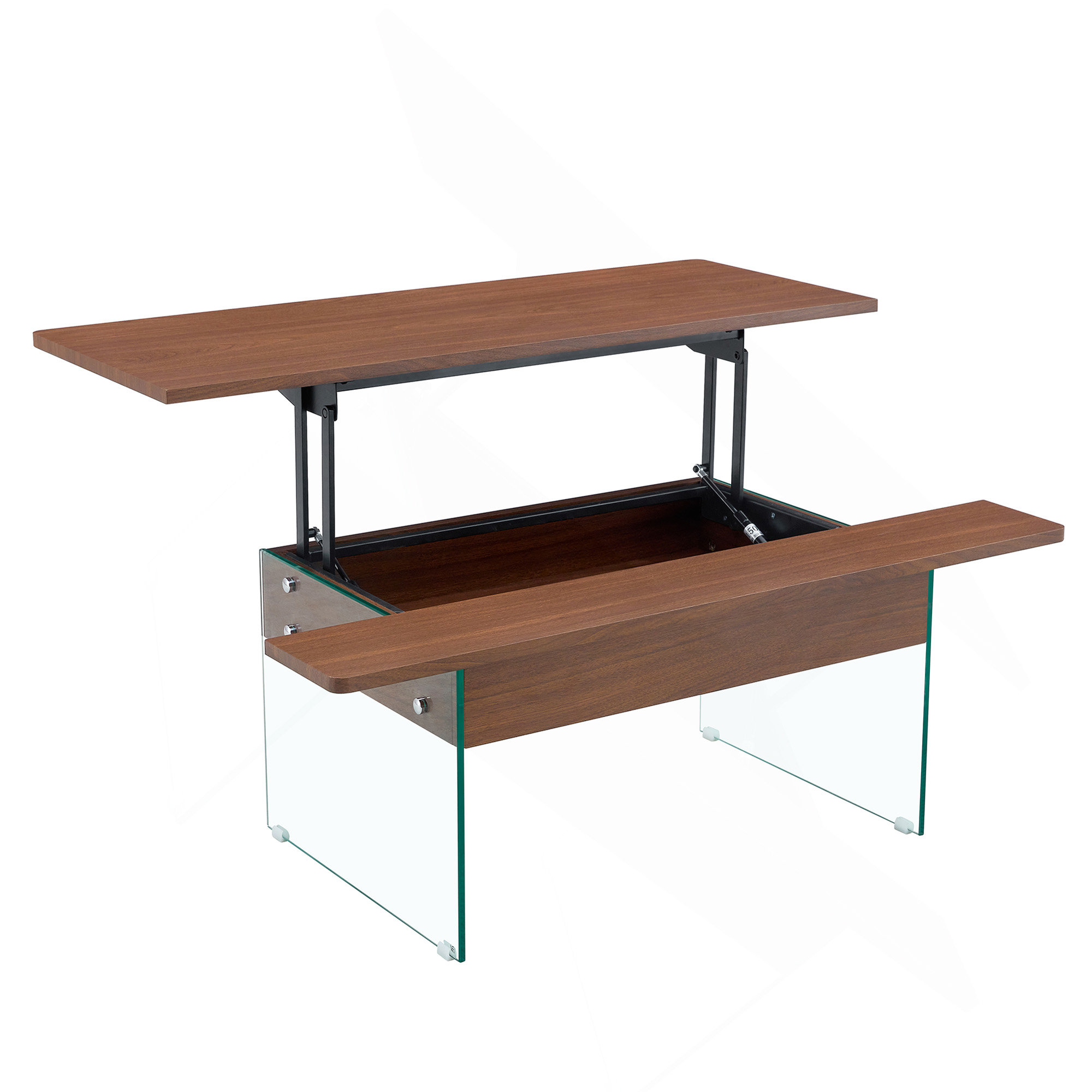 Latitude Run® 43.3-Inch Lift-Top Coffee Table With Storage,White Marble ...