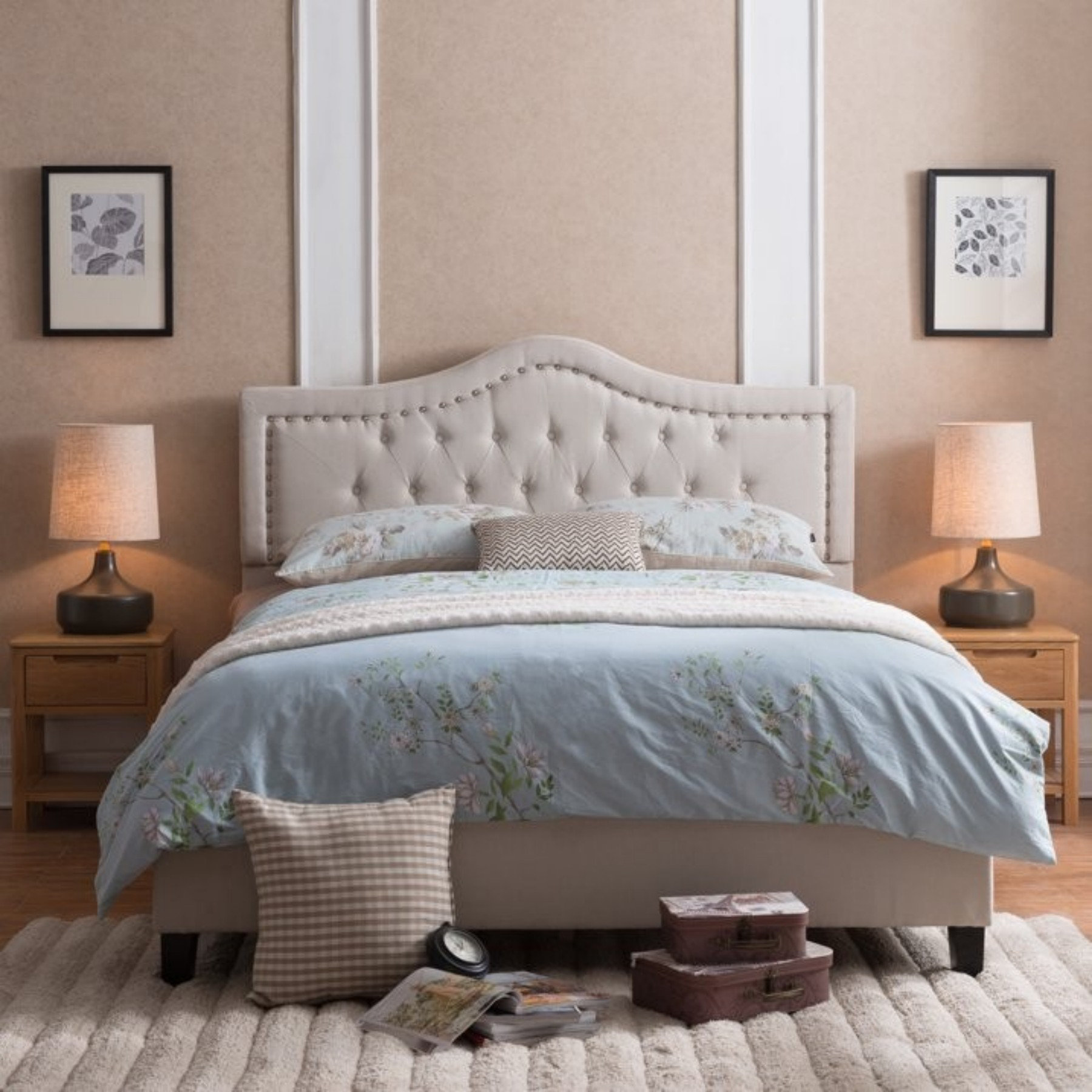 Lark Manor™ Gregario FULLY UPHOLSTERED QUEEN SIZED BED -IVORY | Wayfair