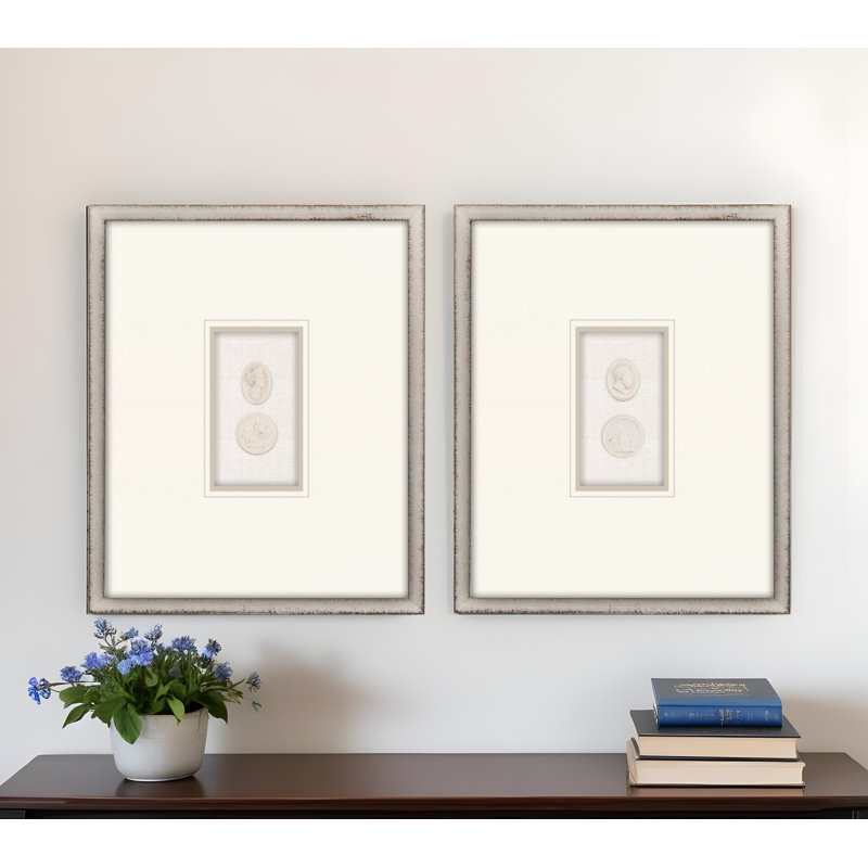 HomeRoots " Set Of Two Portrait Intaglio I Silver Framed Print Wall Art ...
