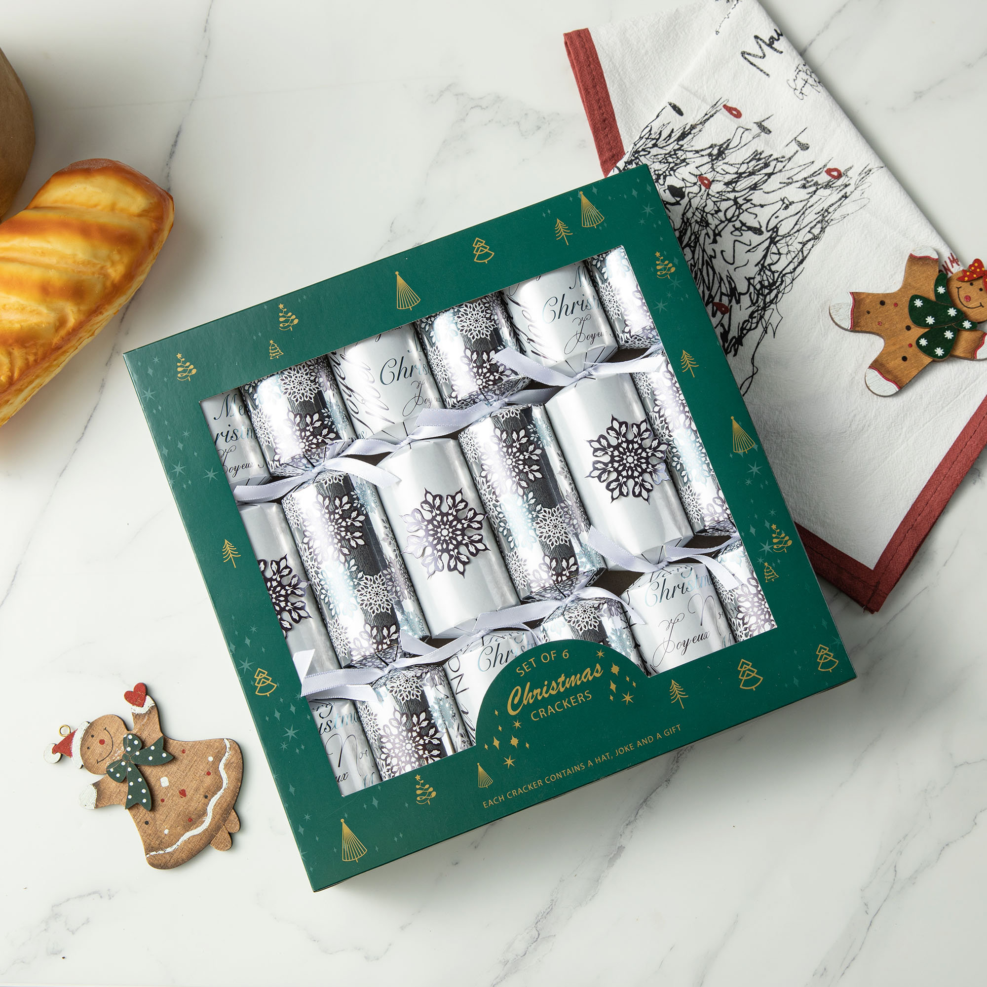 The Holiday Aisle® 6 Piece Christmas Snowflake Party Crackers Christmas ...