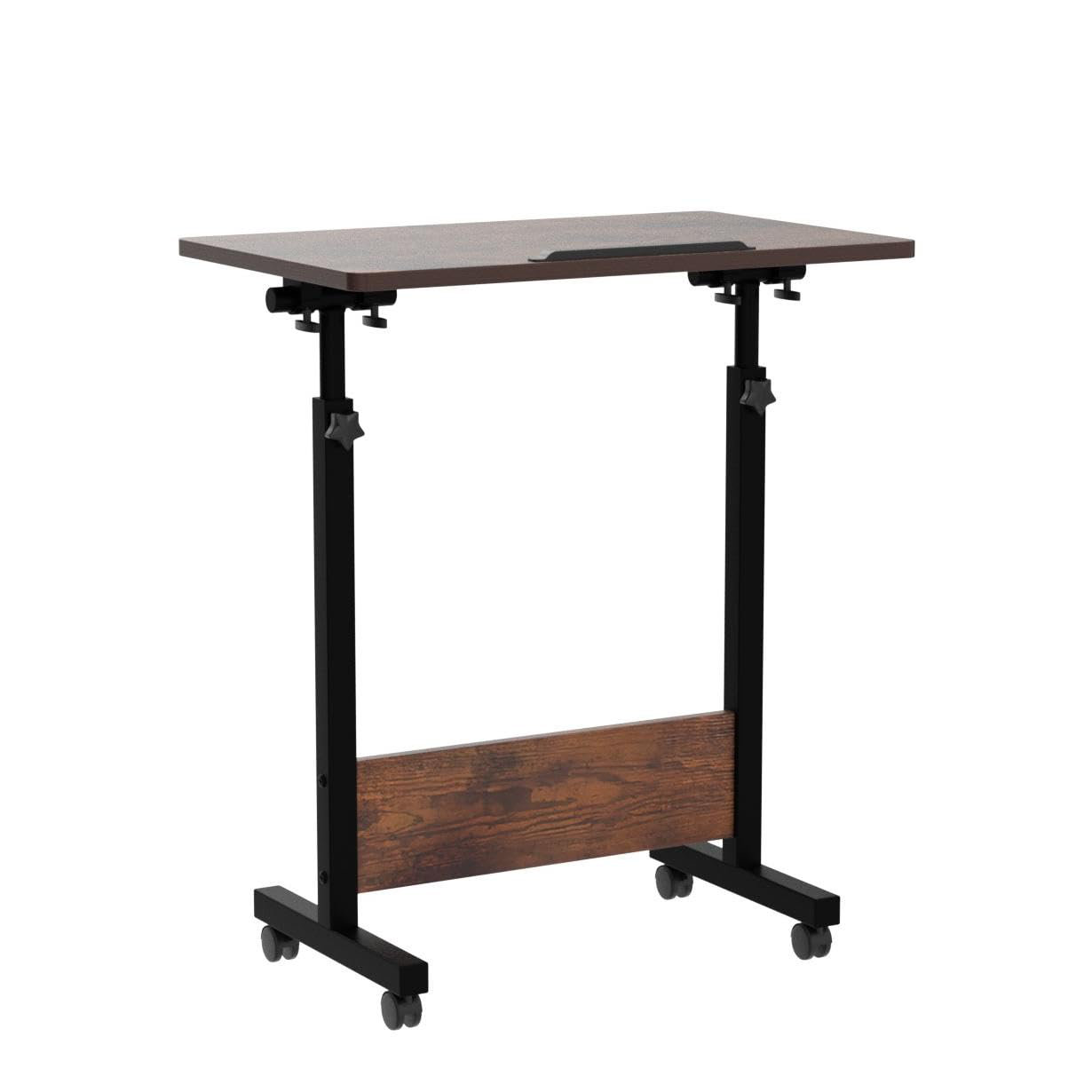 Inbox Zero Rustic Brown Adjustable Mobile Standing Desk Cart With ...
