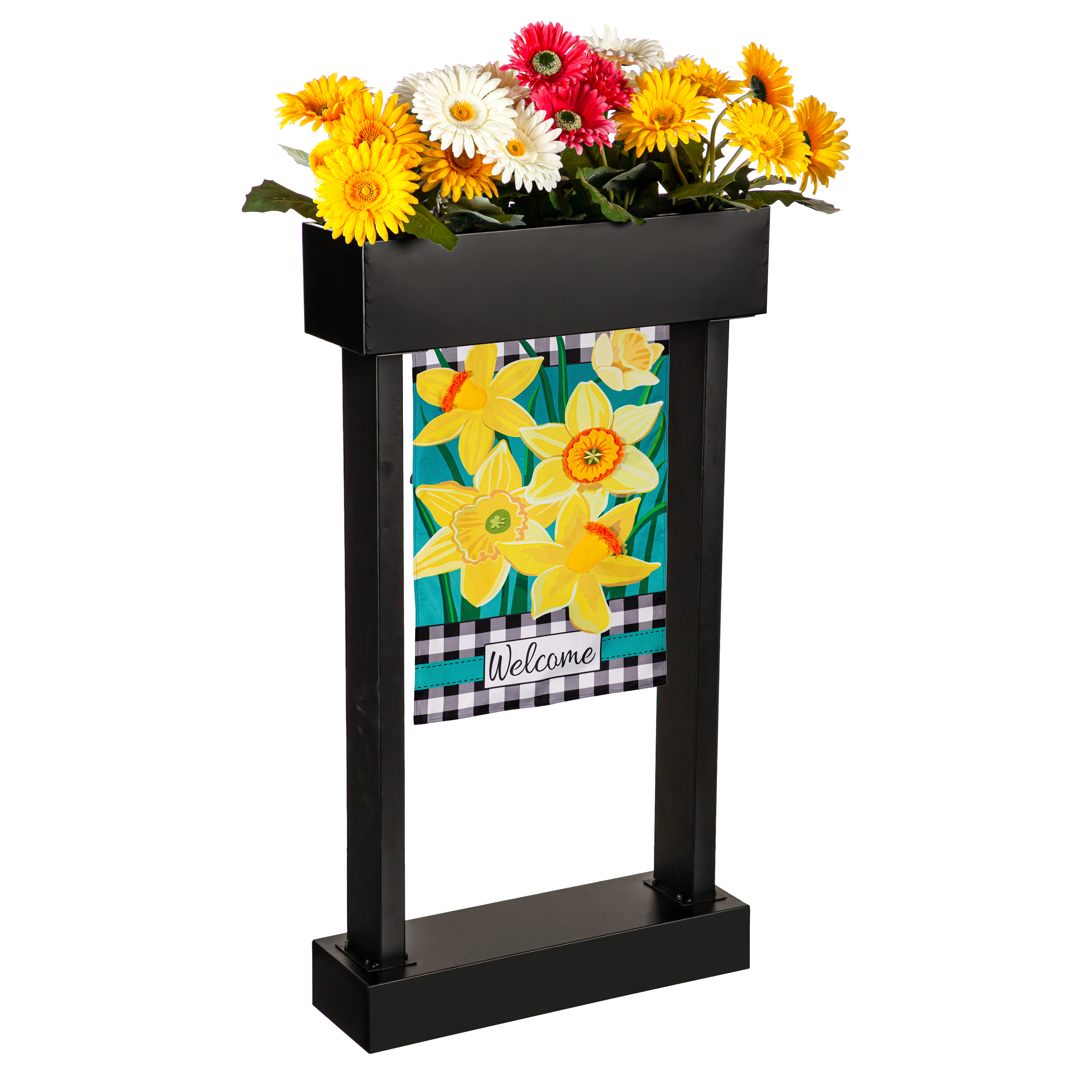 Latitude Run® Welcome Sign Front Door Planter Box and Garden Flag ...