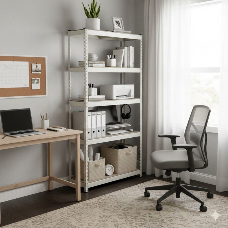 Latitude Run® WHITE Bookcase 36-in W x 12-in D x 72-in H Color + oak ...