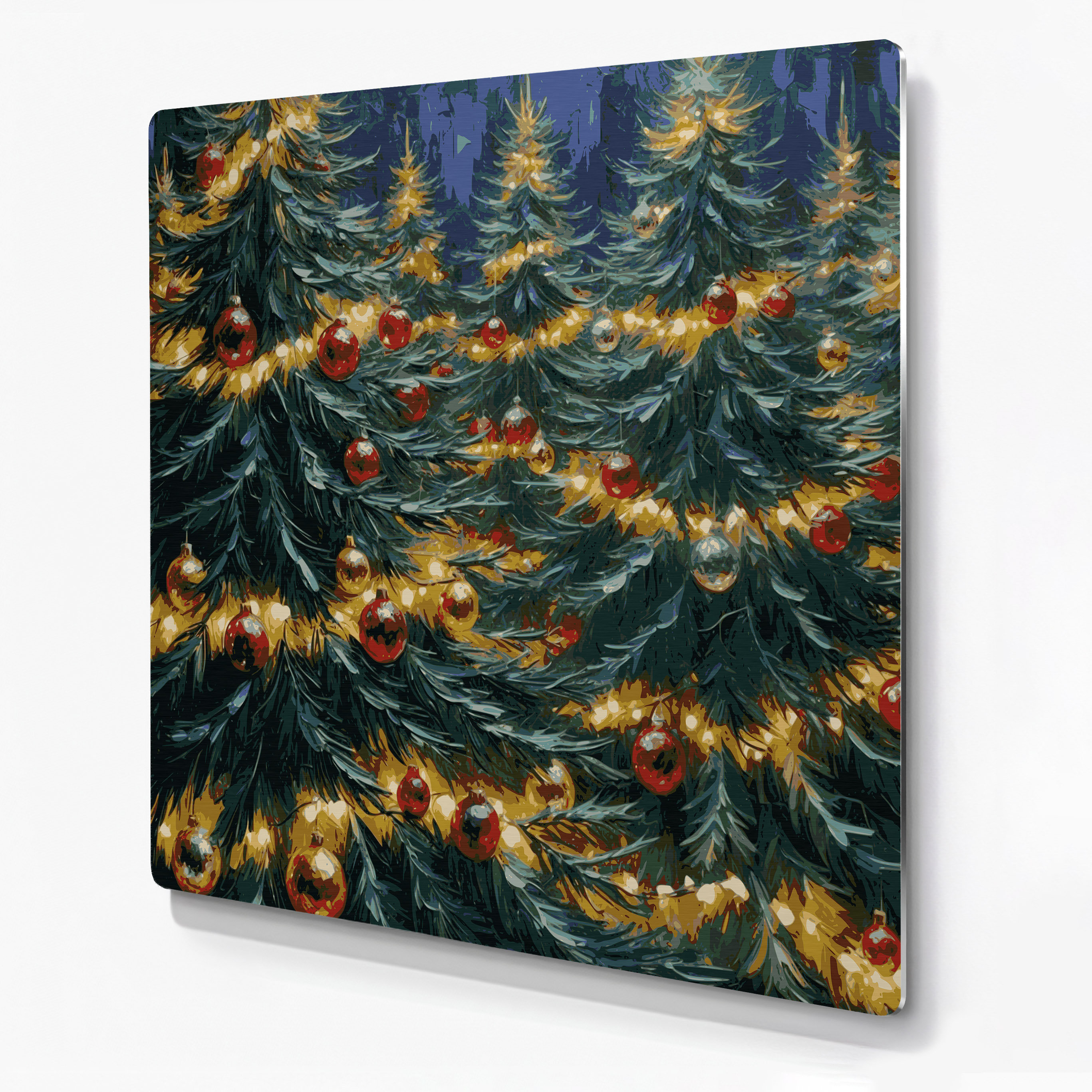 Hokku Designs Christmas Christmas Trees Green Metal Wall Art | Wayfair